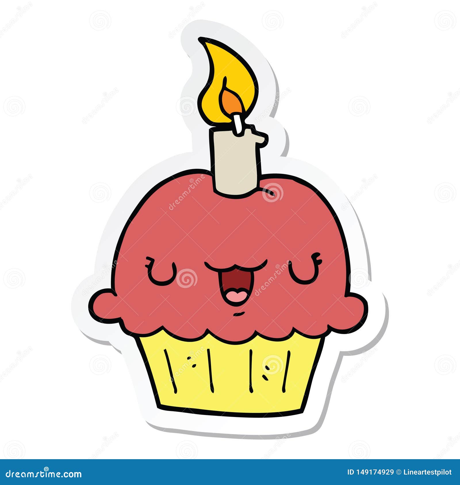Sticker of a Cartoon Cupcake Stock Vector - Illustration of label ...
