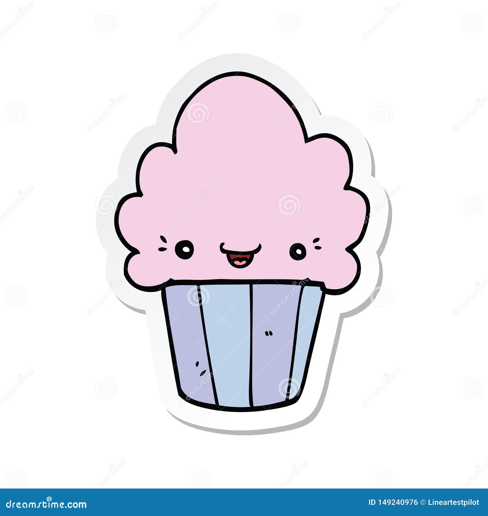 Cute Cupcake Cartoon With Face