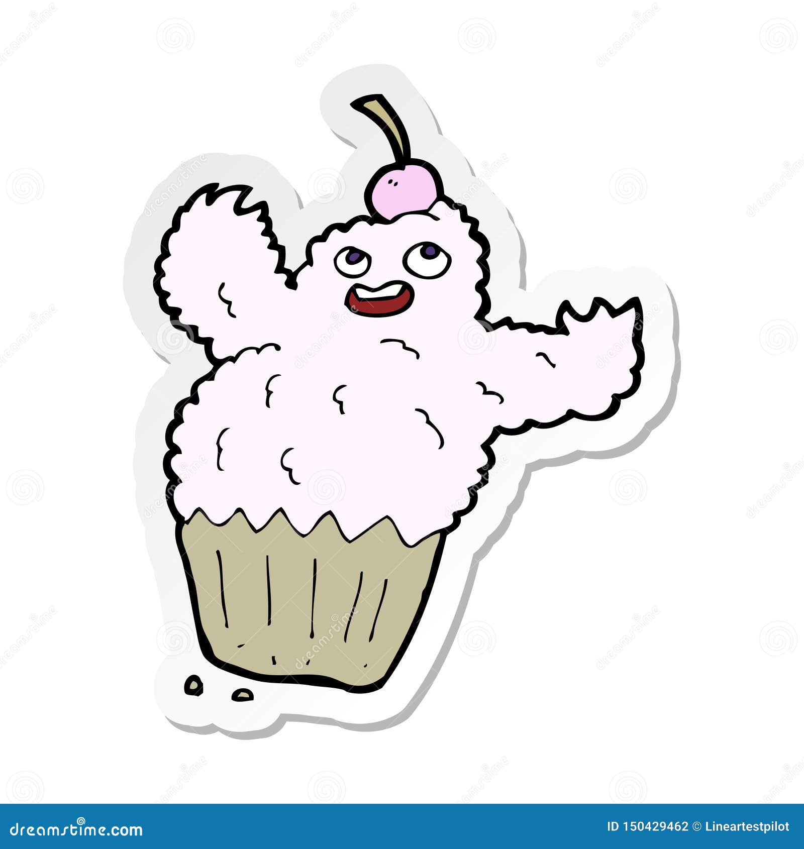 Sticker of a Cartoon Cupcake Monster Stock Vector - Illustration of ...