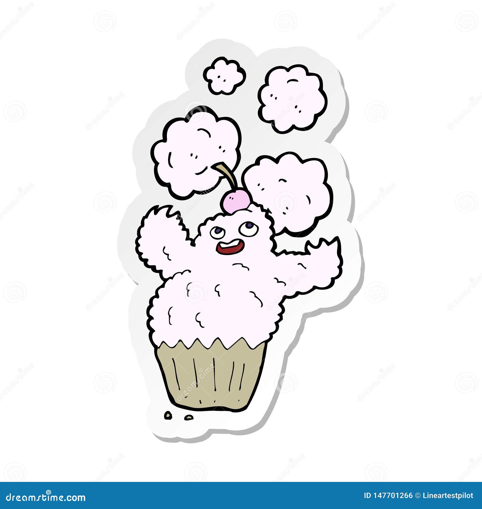 Sticker of a Cartoon Cupcake Monster Stock Vector - Illustration of ...