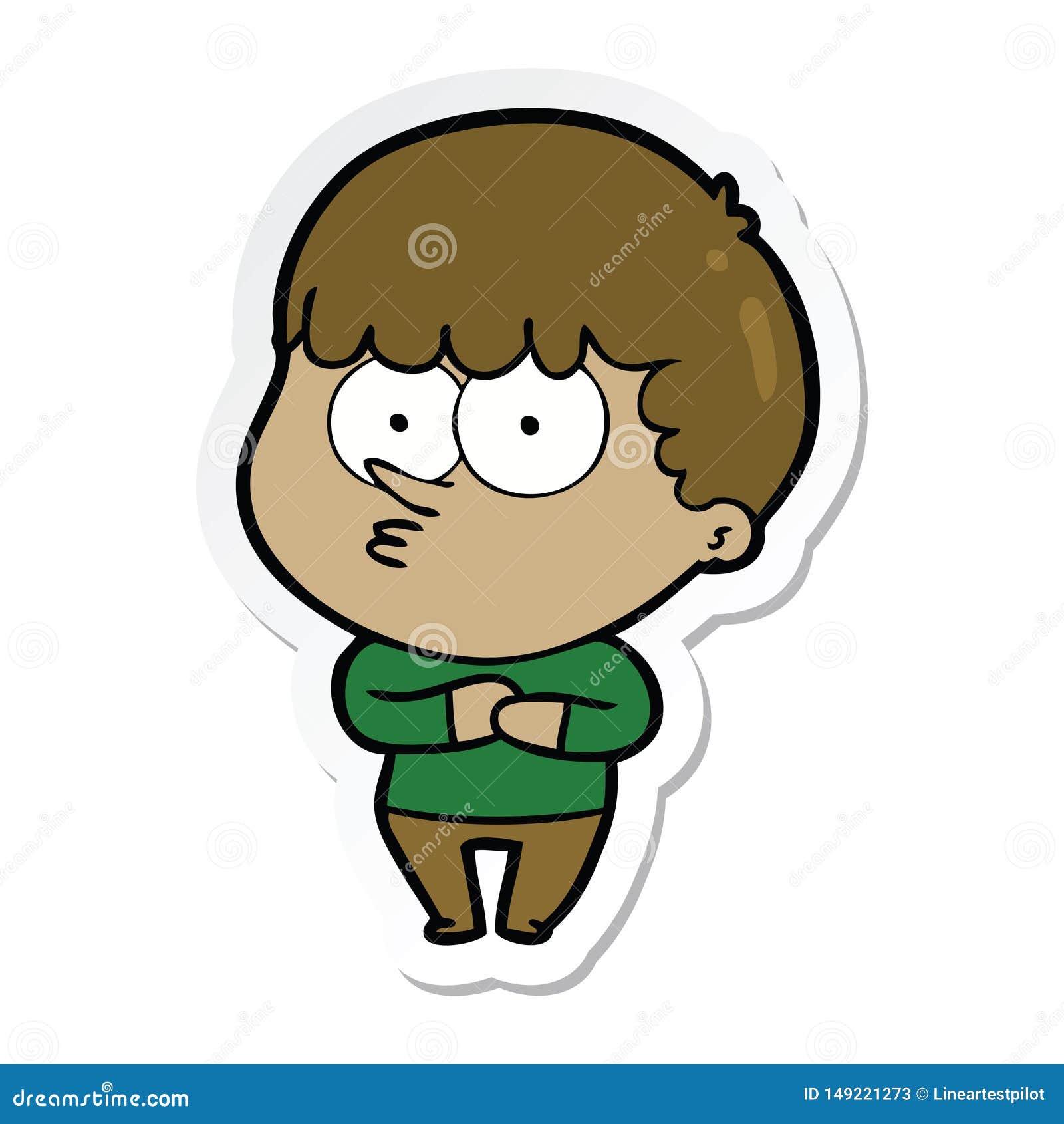 Sticker of a Cartoon Curious Boy Stock Vector - Illustration of ...