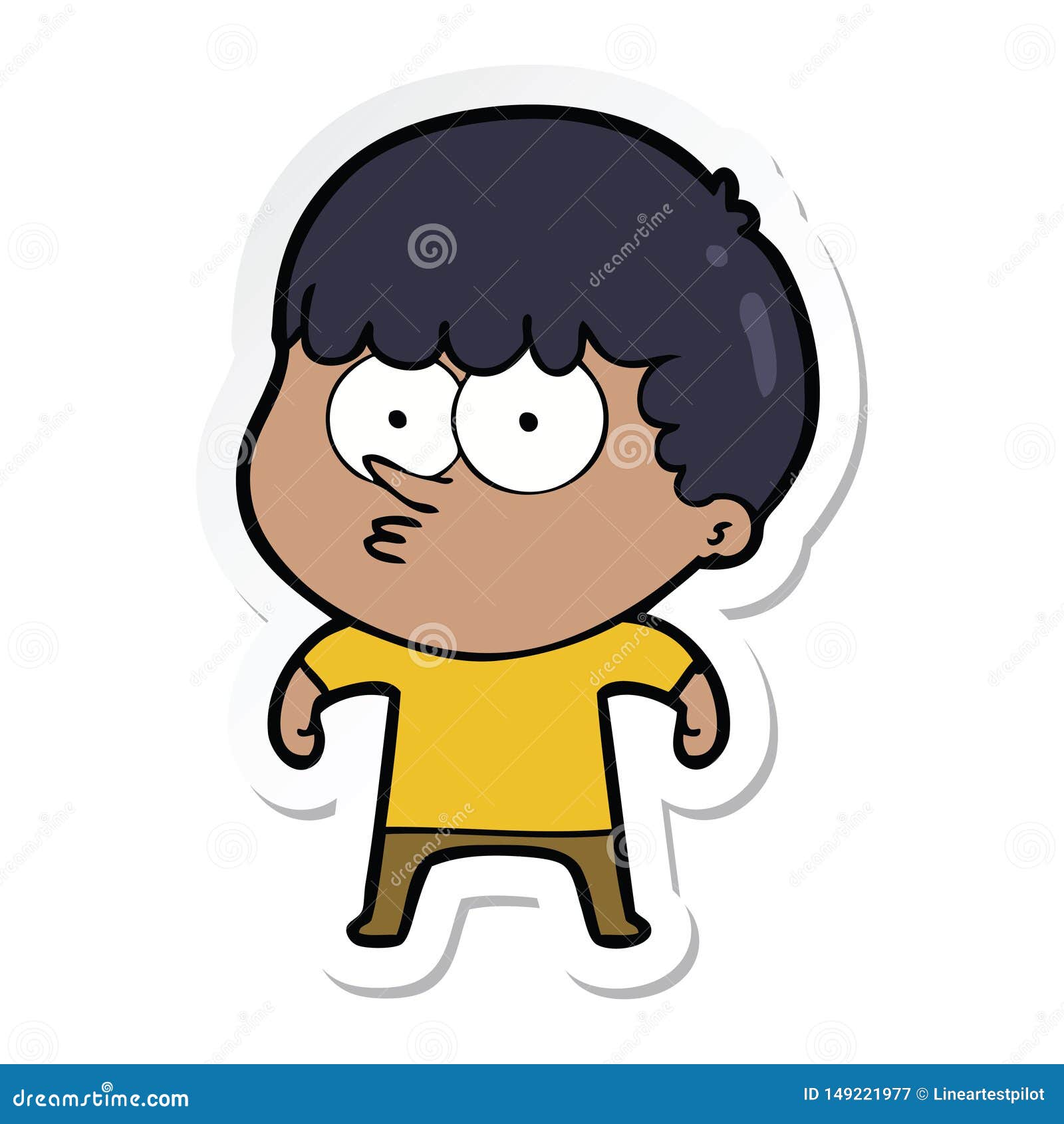 Sticker of a Cartoon Curious Boy Stock Vector - Illustration of quirky ...