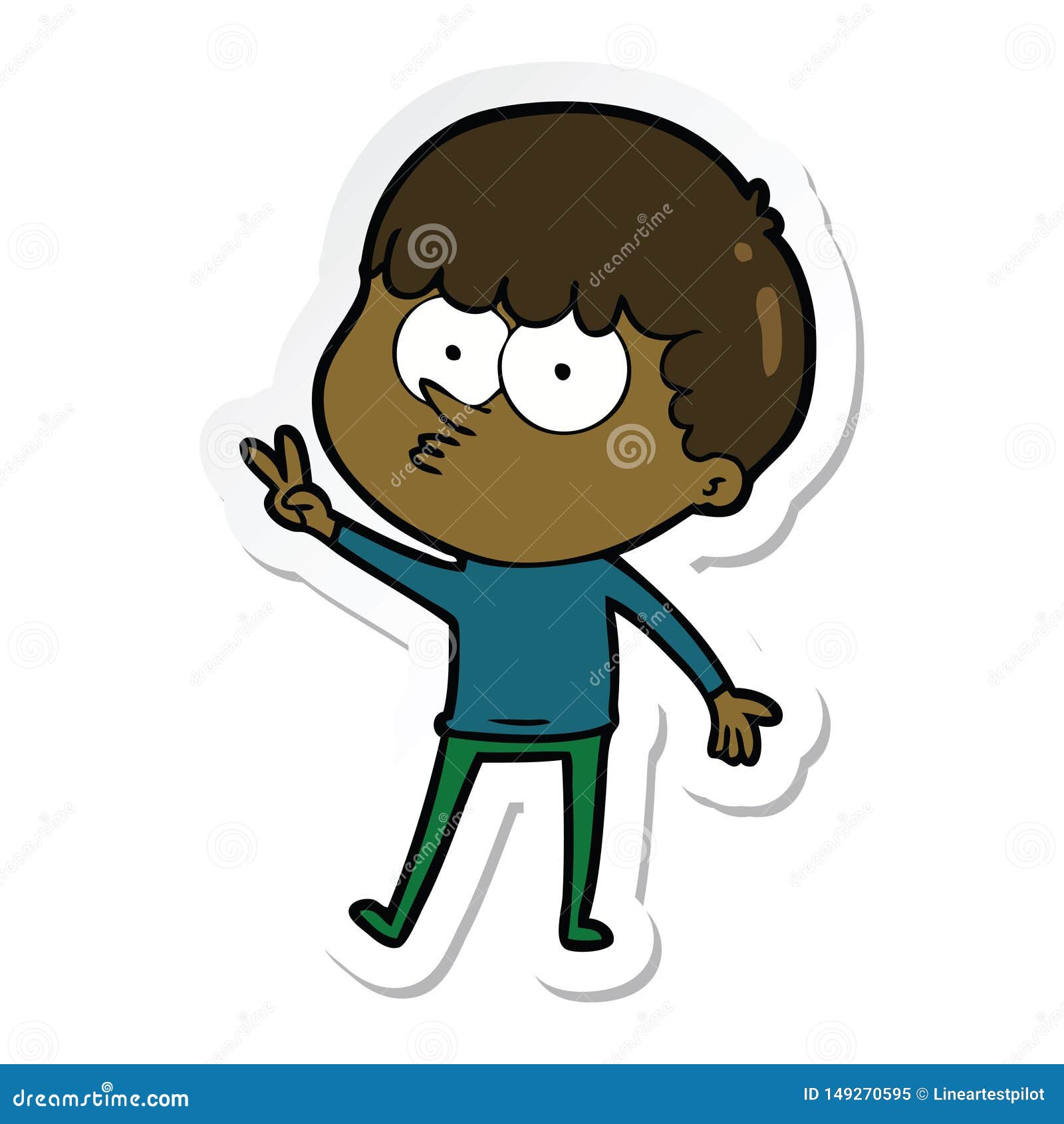 Sticker Of A Curious Waving Bunny Cartoon Vector Illustration ...