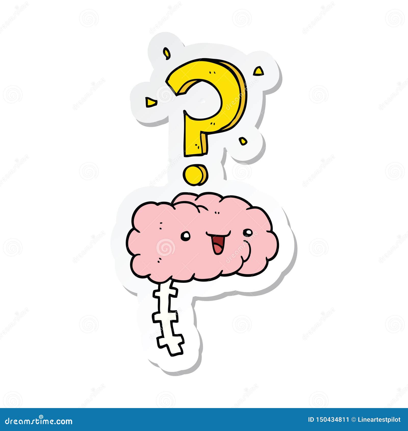 Sticker of a Cartoon Curious Brain Stock Vector - Illustration of mind ...