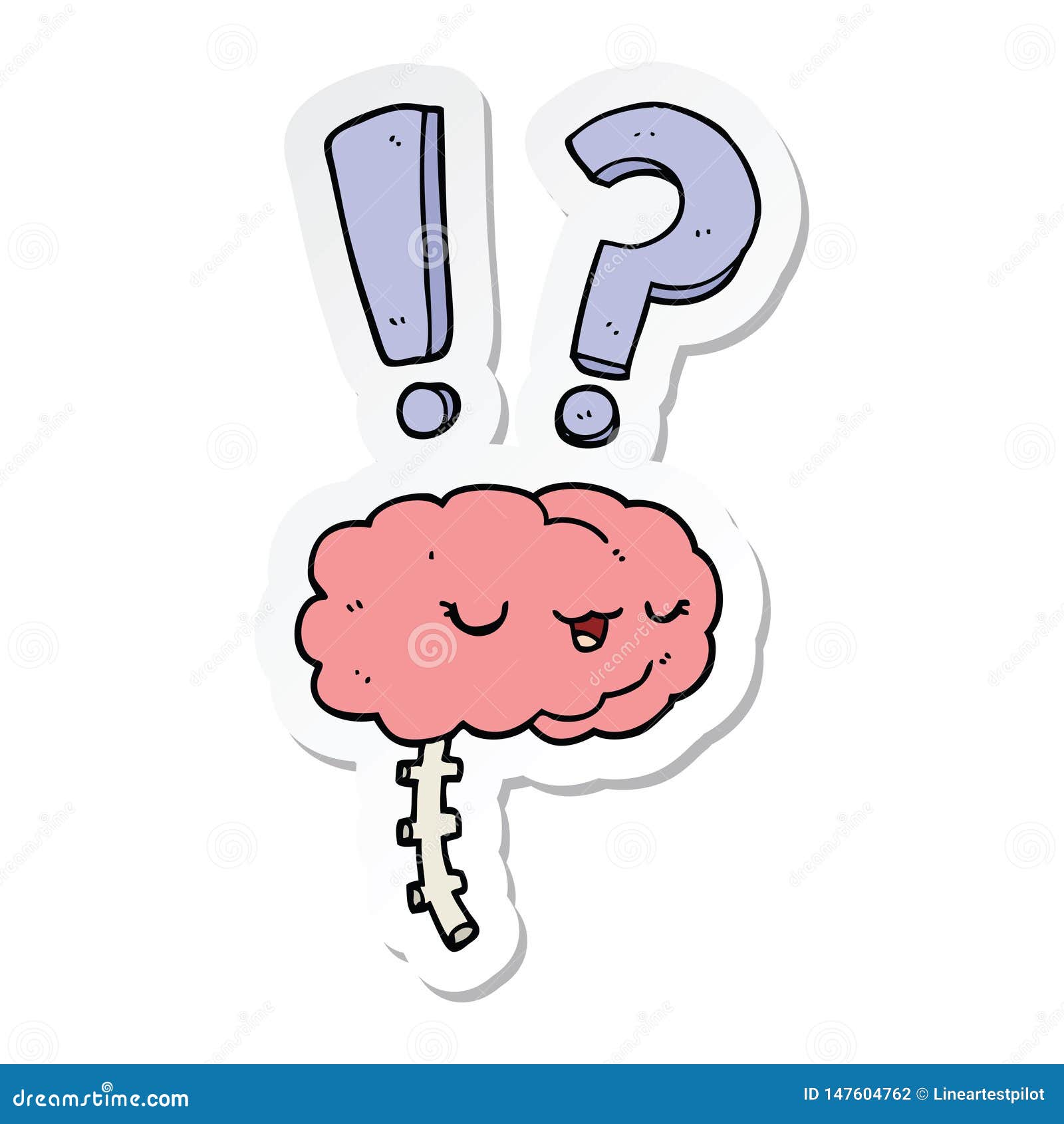 Sticker of a Cartoon Curious Brain Stock Vector - Illustration of cute ...