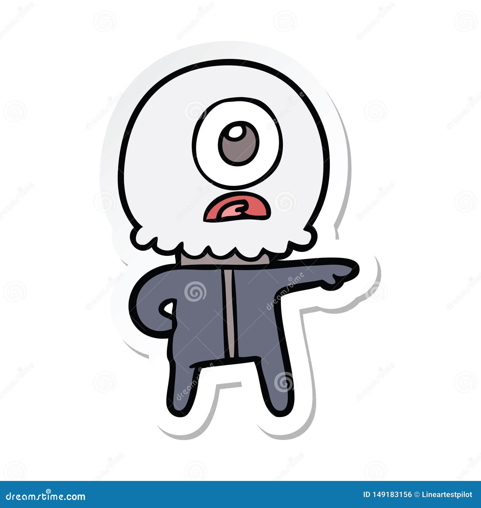 Sticker of a Cartoon Cyclops Alien Spaceman Stock Vector - Illustration ...