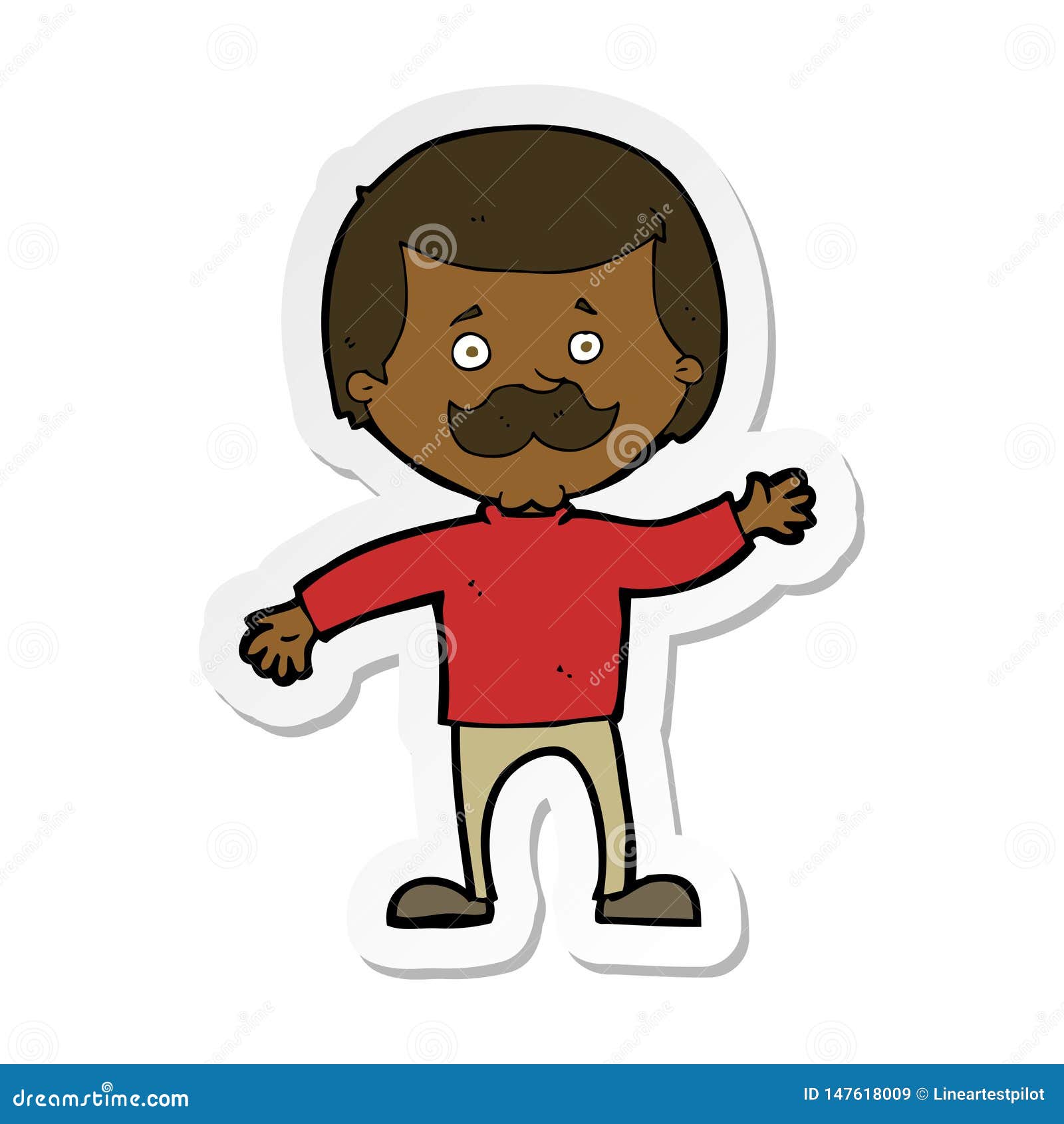 Sticker of a Cartoon Dad Waving Stock Vector - Illustration of mustache ...