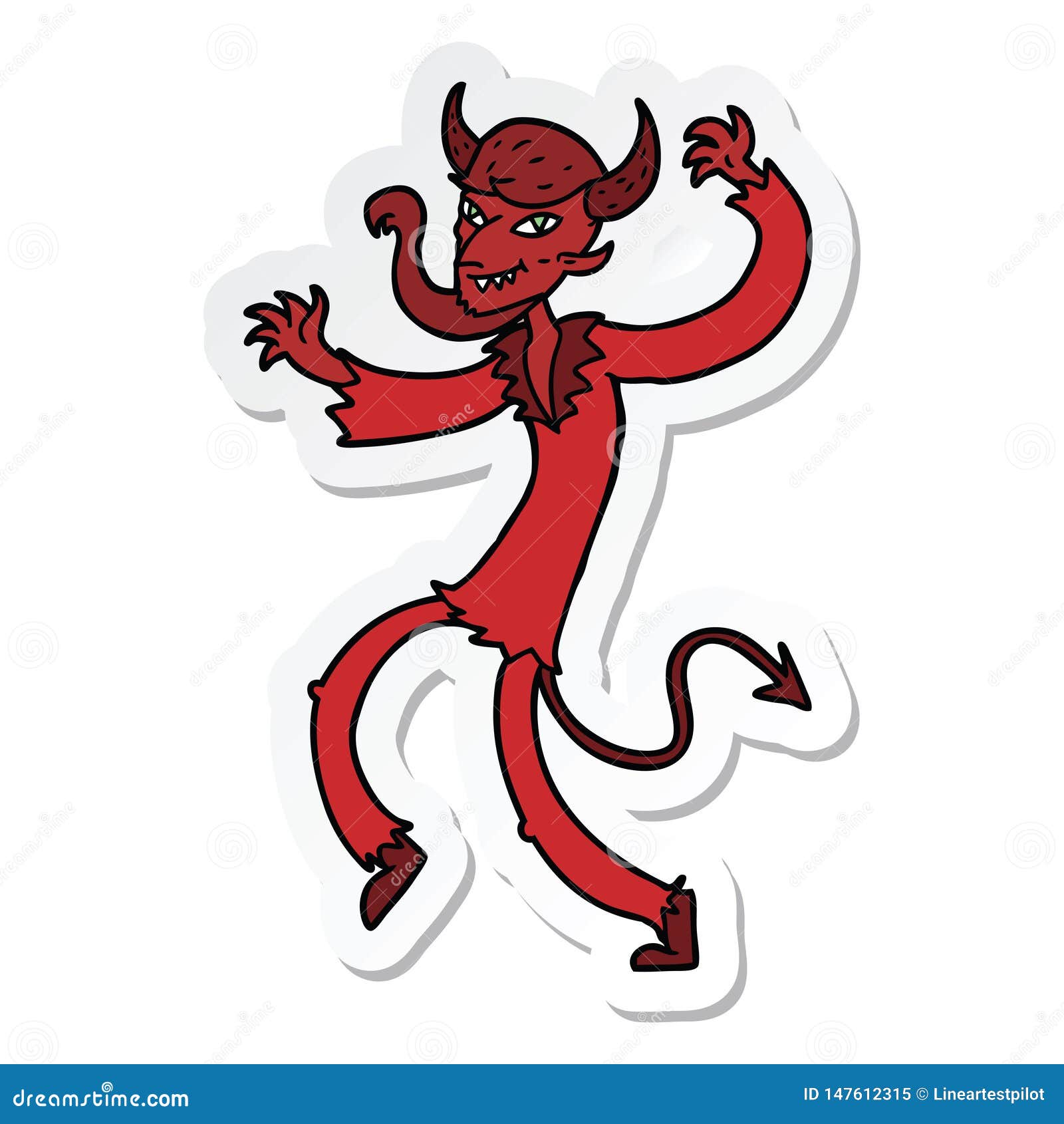 Sticker of a Cartoon Dancing Devil Stock Vector - Illustration of ...