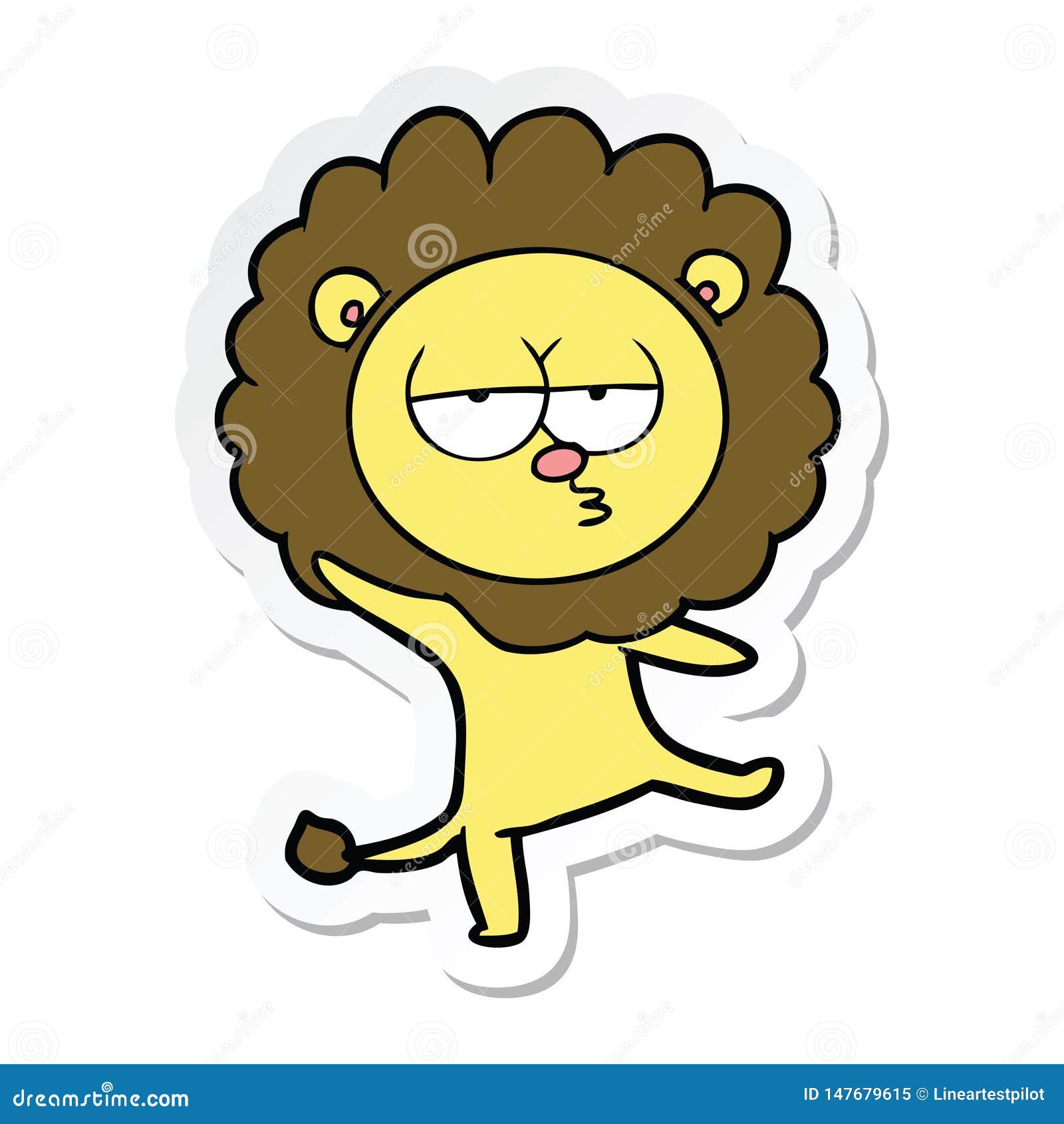 Sticker of a Cartoon Dancing Lion Stock Vector - Illustration of drawn ...