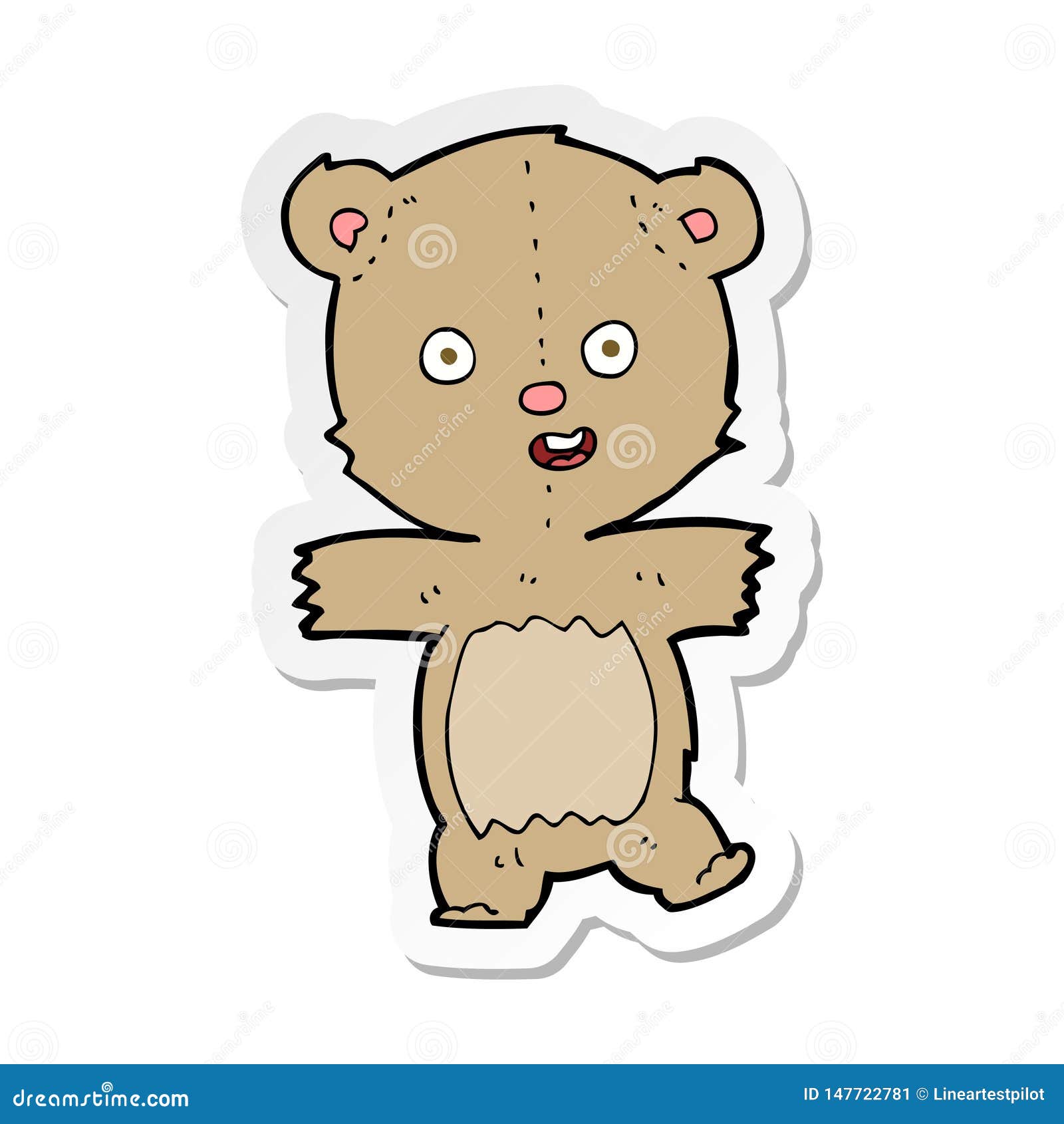 Sticker of a Cartoon Dancing Teddy Bear Stock Vector - Illustration of ...