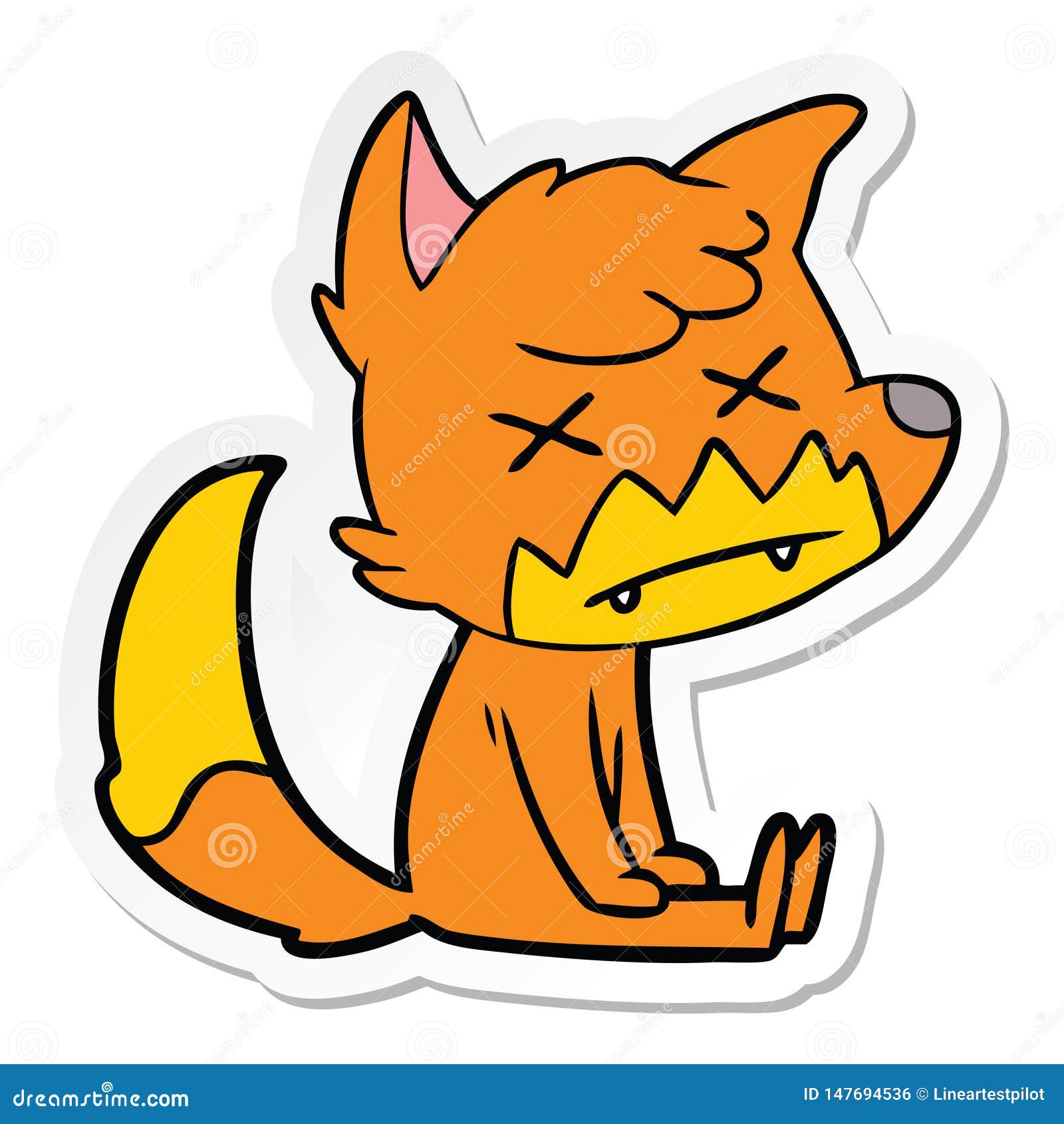 Sticker of a Cartoon Dead Fox Stock Vector - Illustration of stick ...