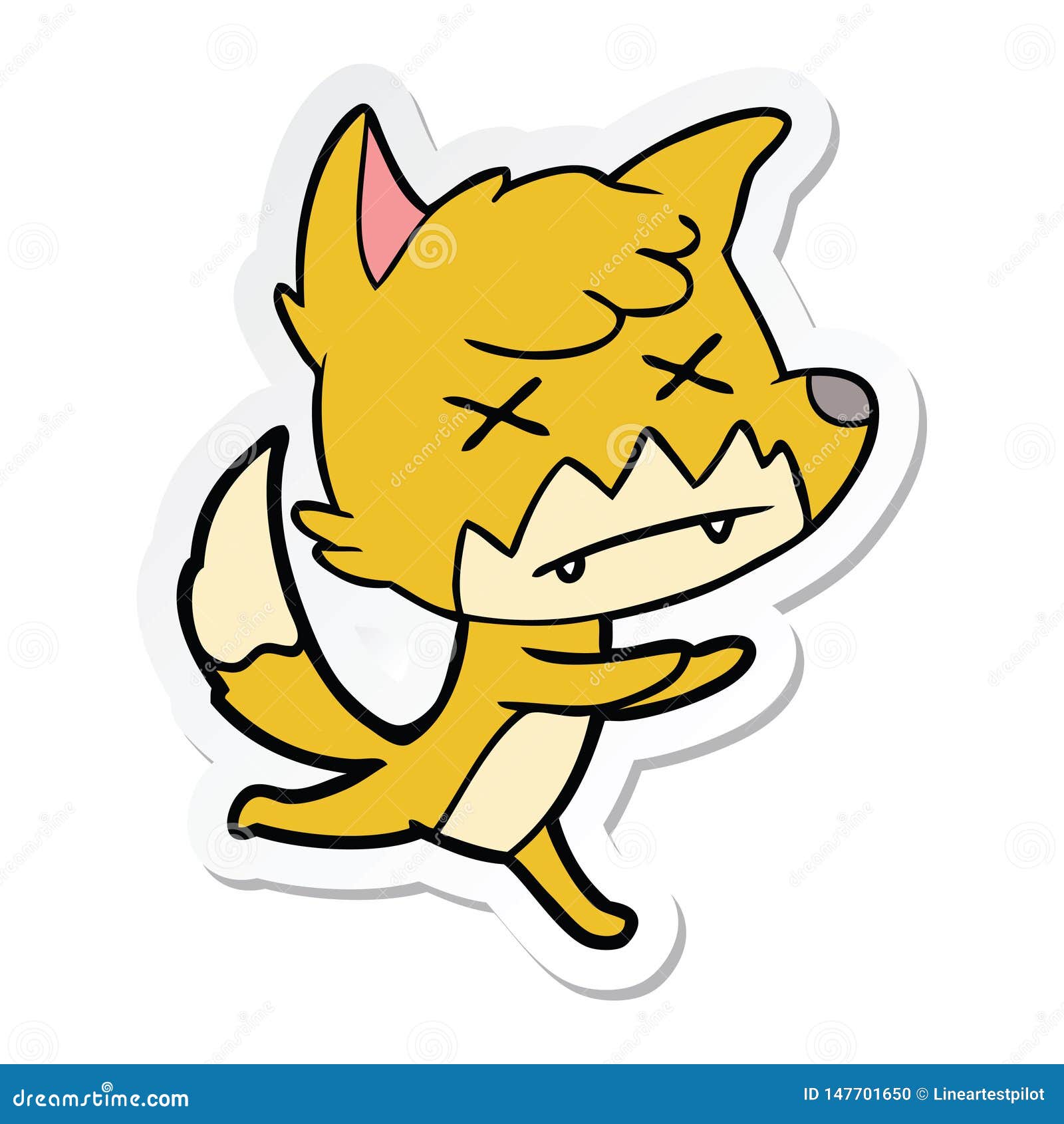 Sticker of a Cartoon Dead Fox Stock Vector - Illustration of stick ...