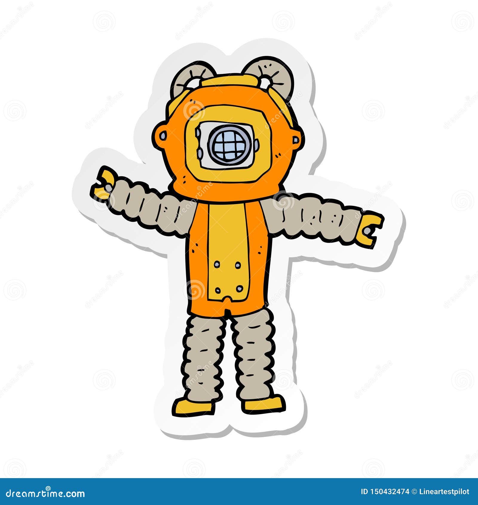 Sticker of a Cartoon Deep Sea Diver Stock Vector - Illustration of ...