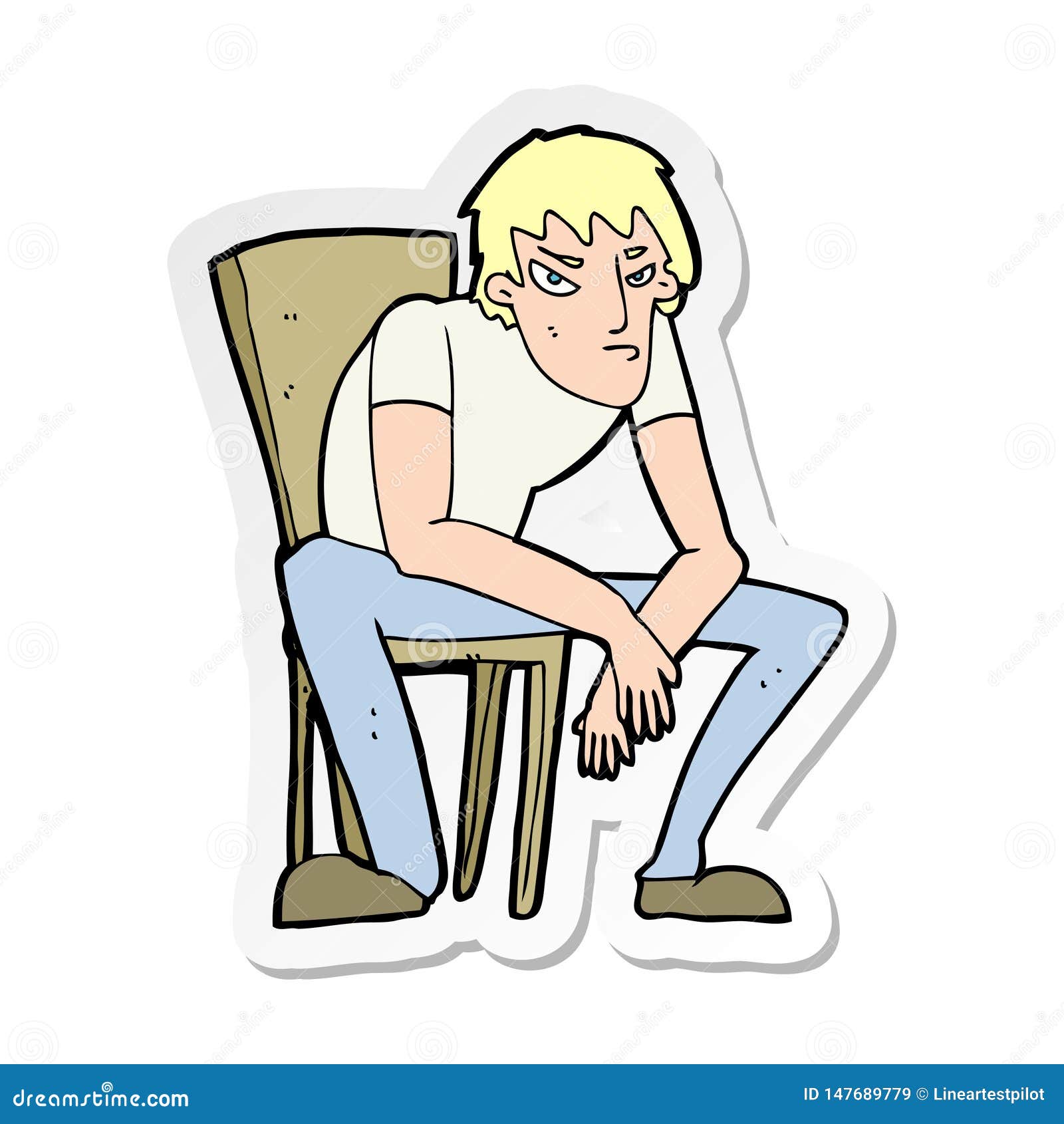 Sticker of a Cartoon Dejected Man Stock Vector - Illustration of ...