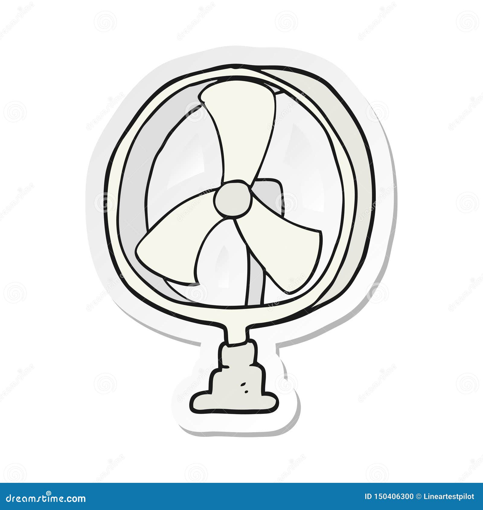 Sticker of a Cartoon Desk Fan Stock Vector - Illustration of icon, sign ...