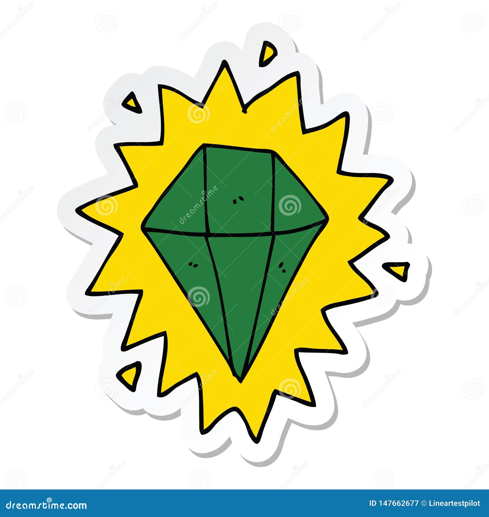 Sticker of a Cartoon Diamond Stock Vector - Illustration of diamond ...