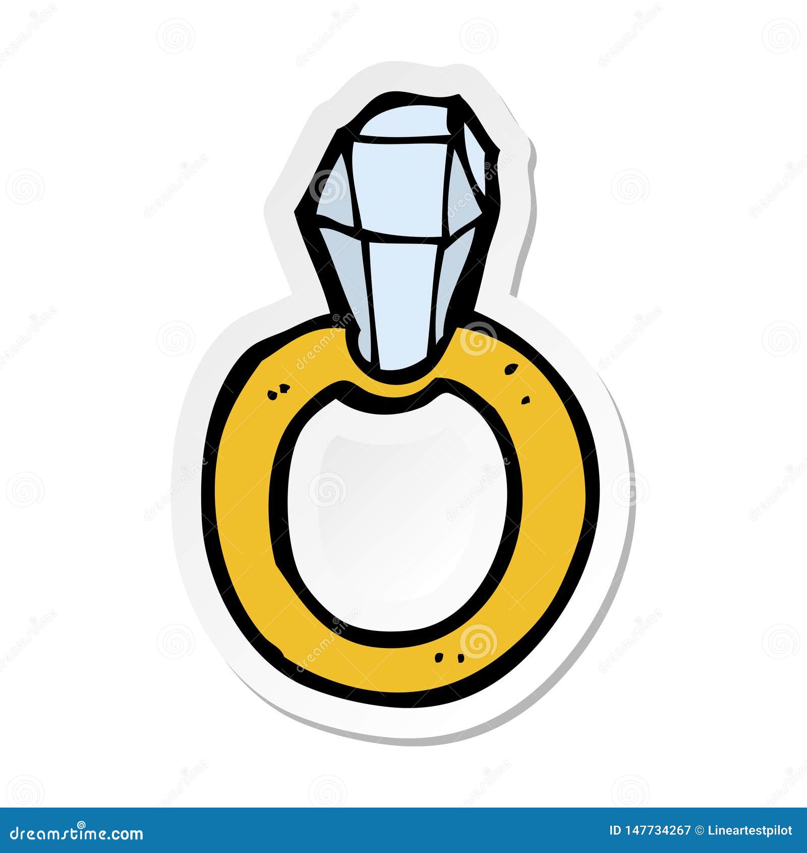 Sticker of a Cartoon Diamond Ring Stock Vector - Illustration of icon ...