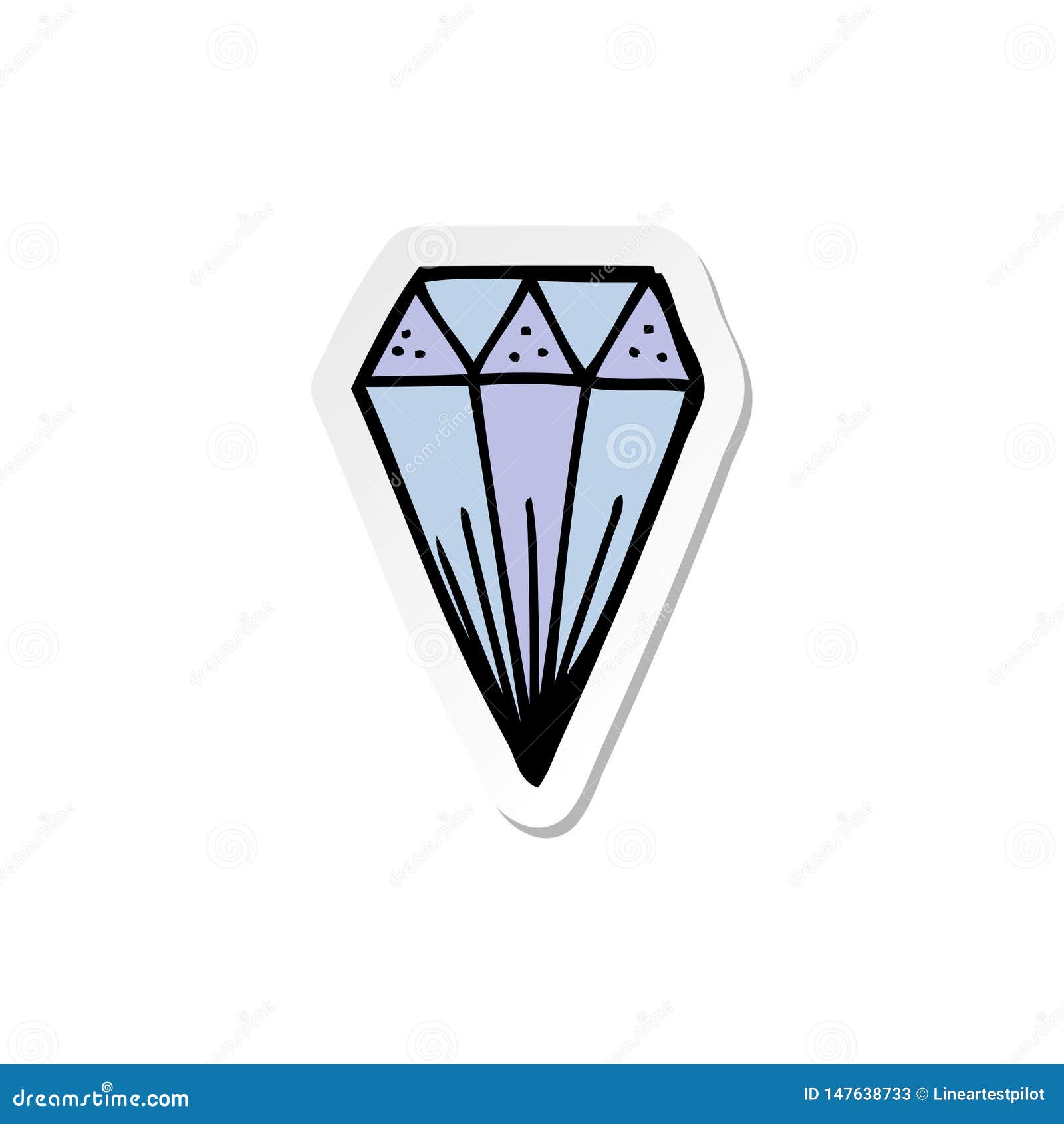Sticker of a Cartoon Diamond Symbol Stock Vector - Illustration of hand ...