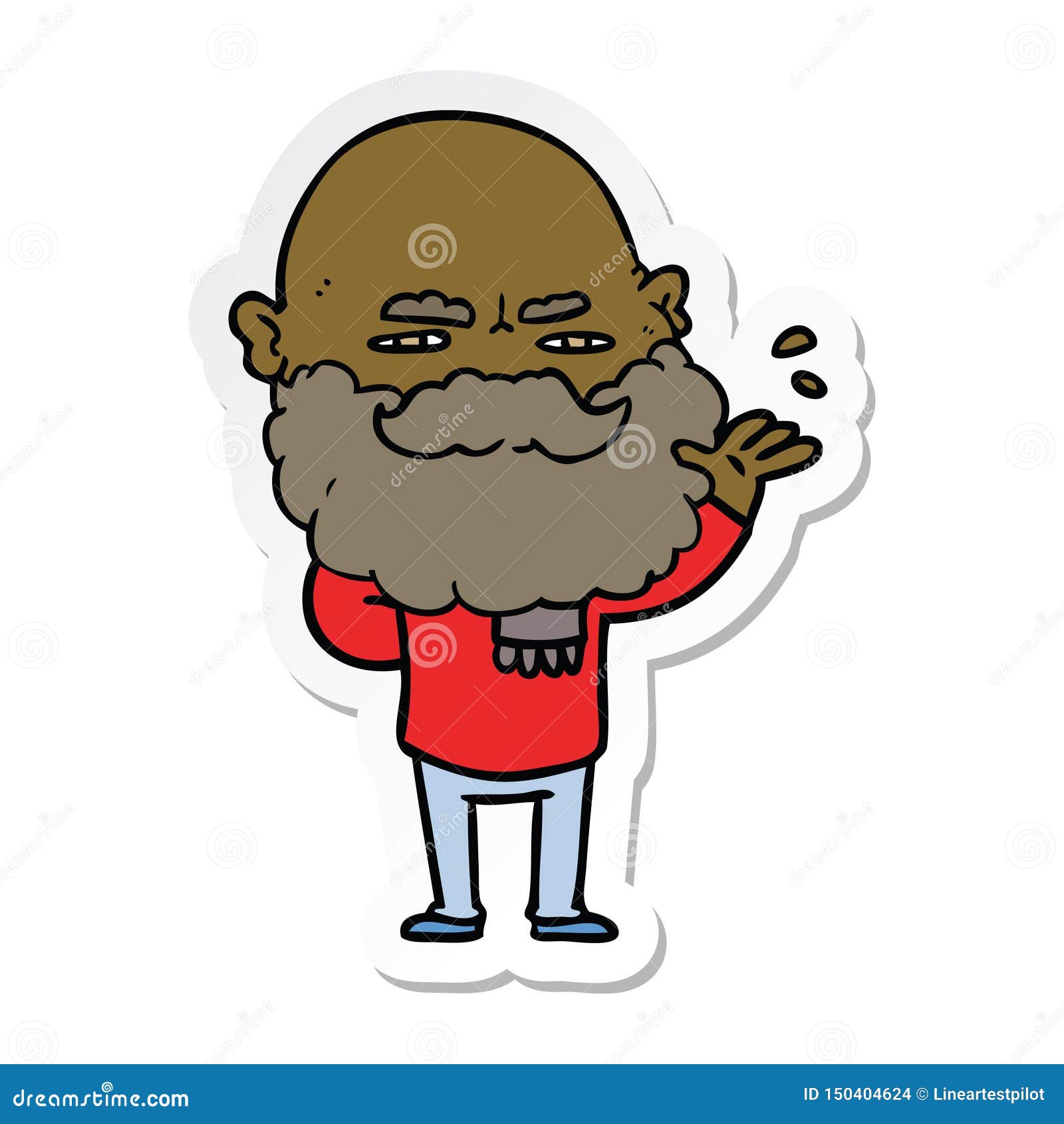 Sticker of a Cartoon Dismissive Man with Beard Frowning Stock Vector ...