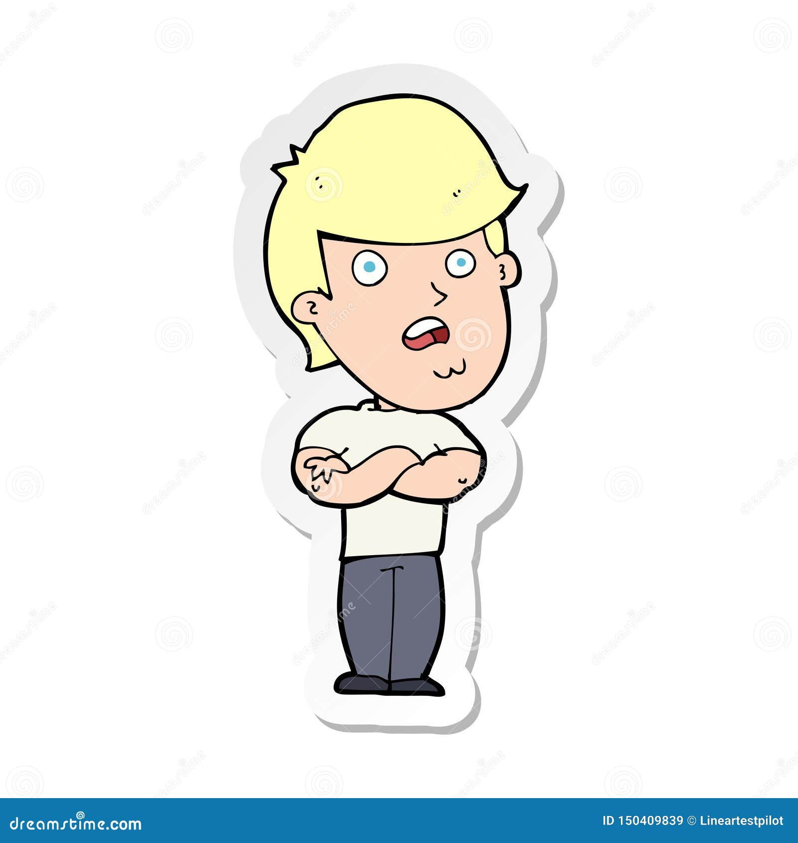 Sticker of a Cartoon Dissapointed Man Stock Vector - Illustration of ...