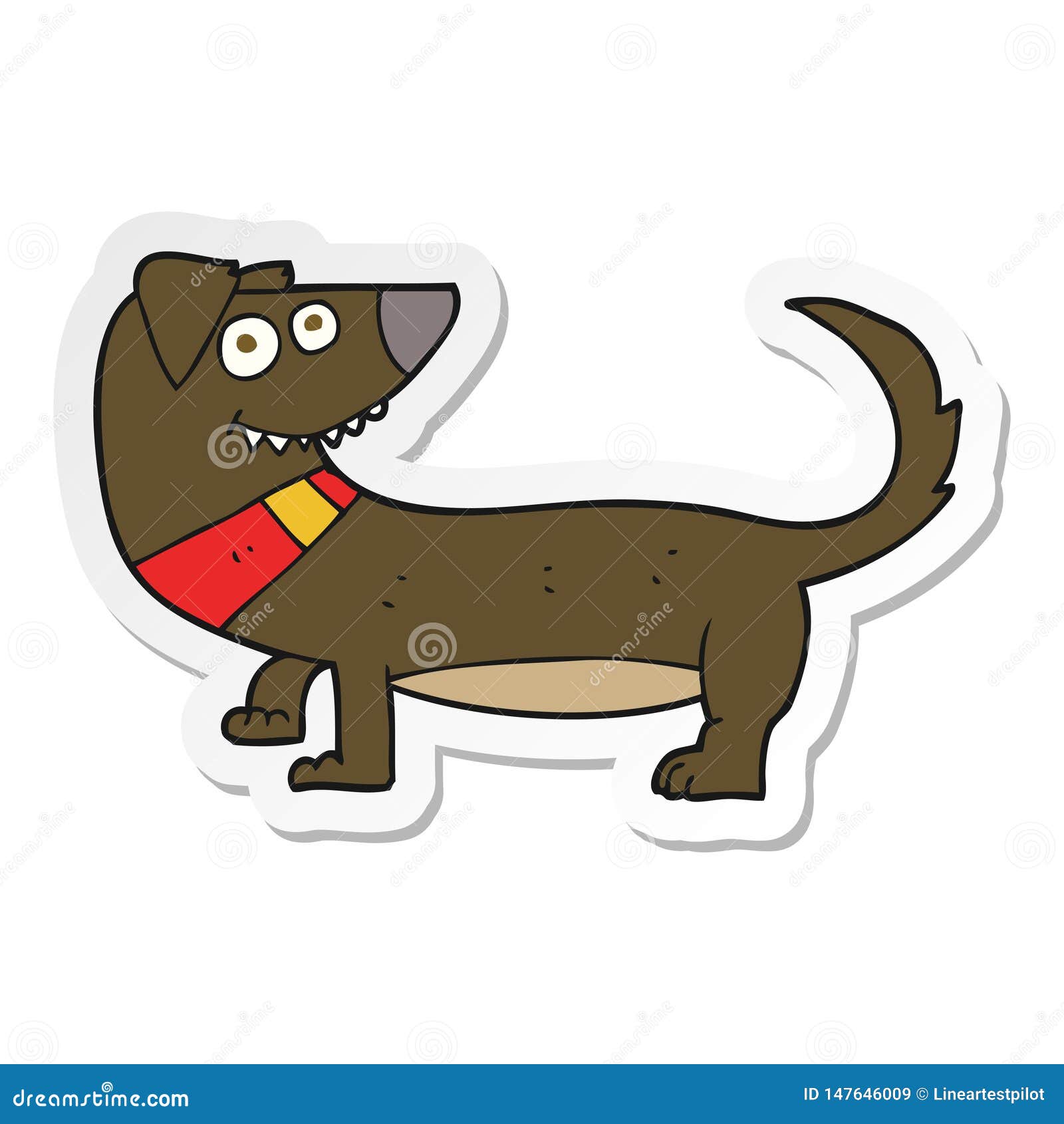 Sticker of a cartoon dog stock vector. Illustration of funny - 147646009