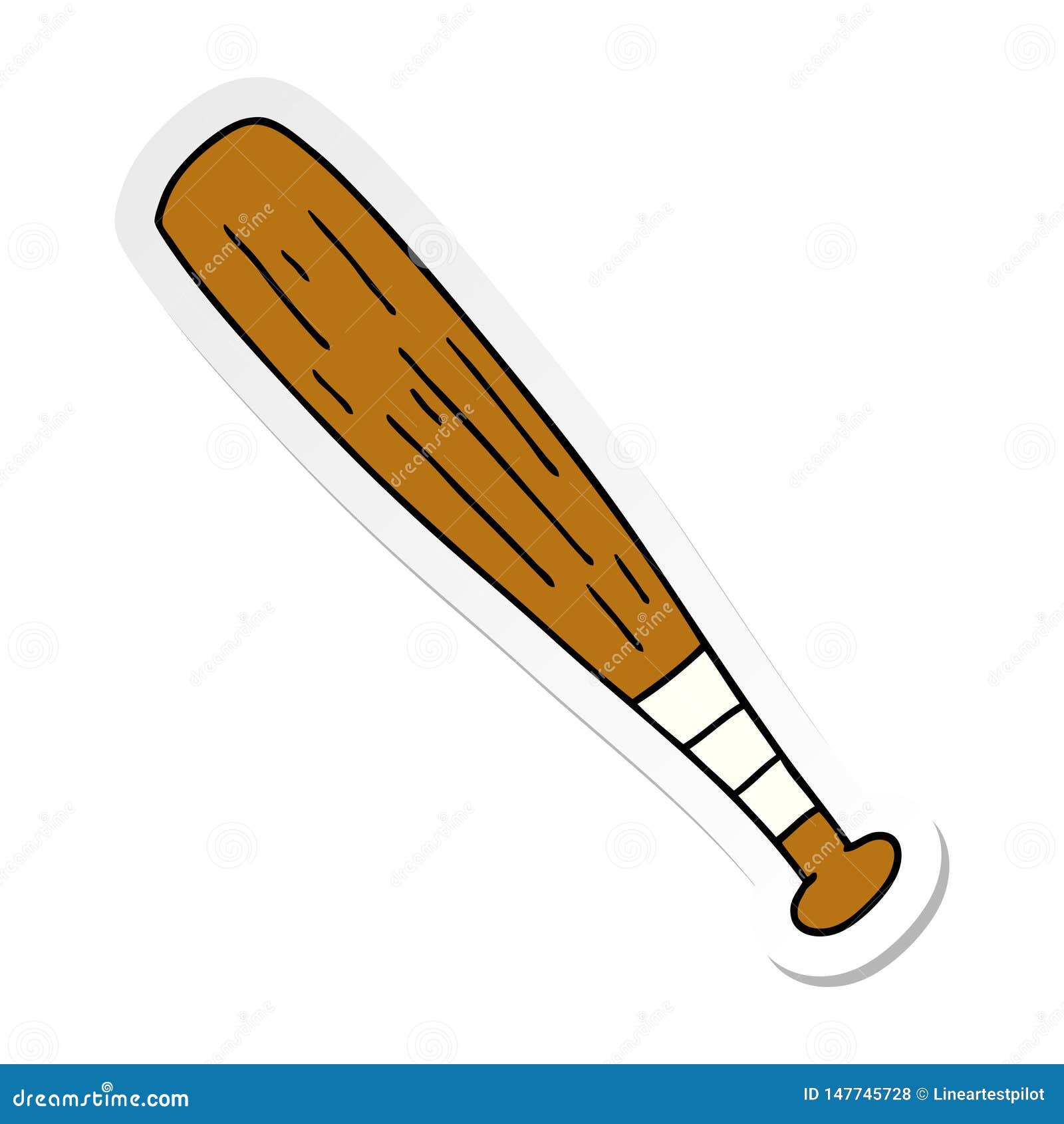 Sticker Cartoon Doodle of a Baseball Bat Stock Vector - Illustration of ...