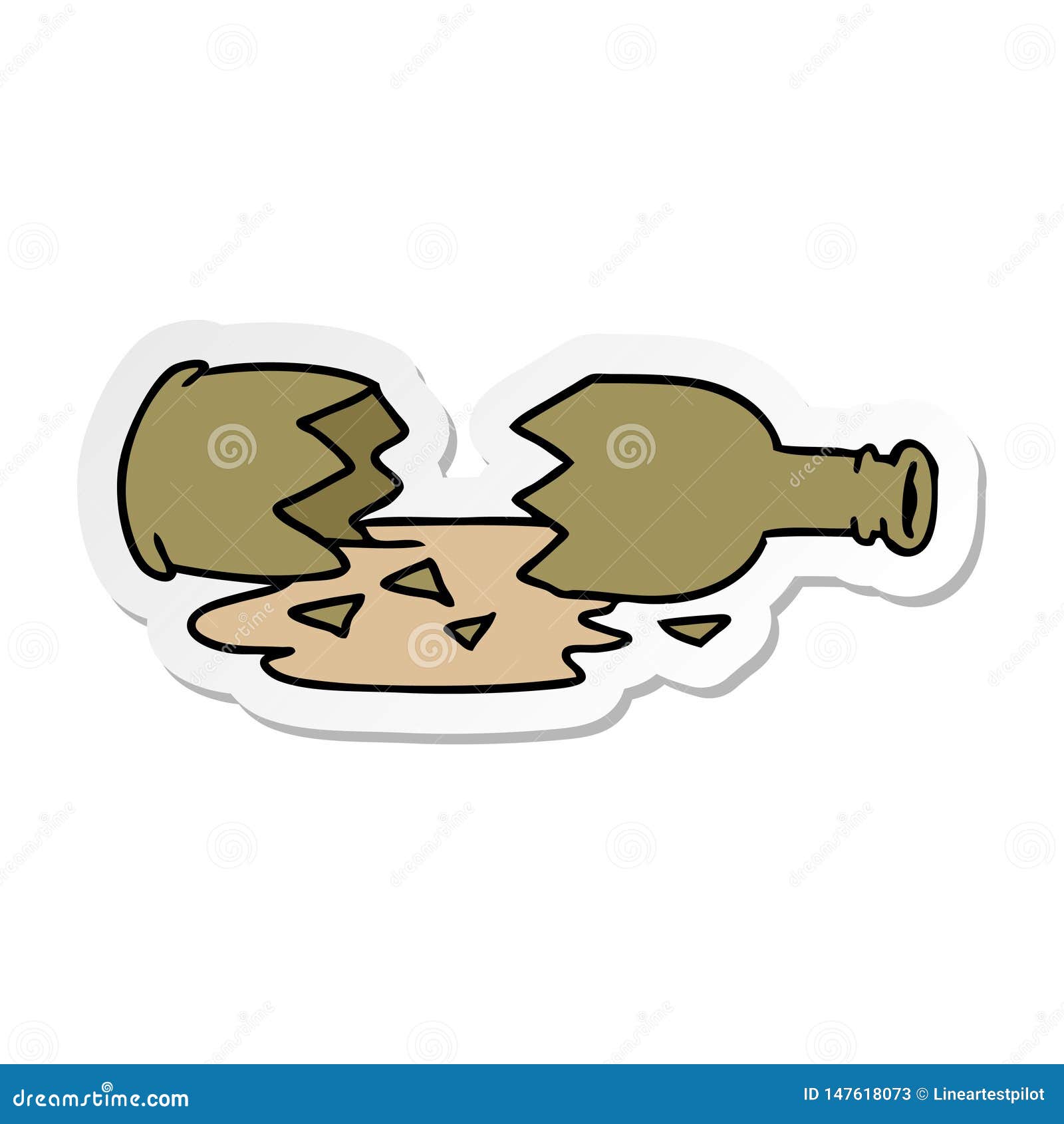 Sticker Cartoon Doodle of a Broken Bottle Stock Vector - Illustration ...