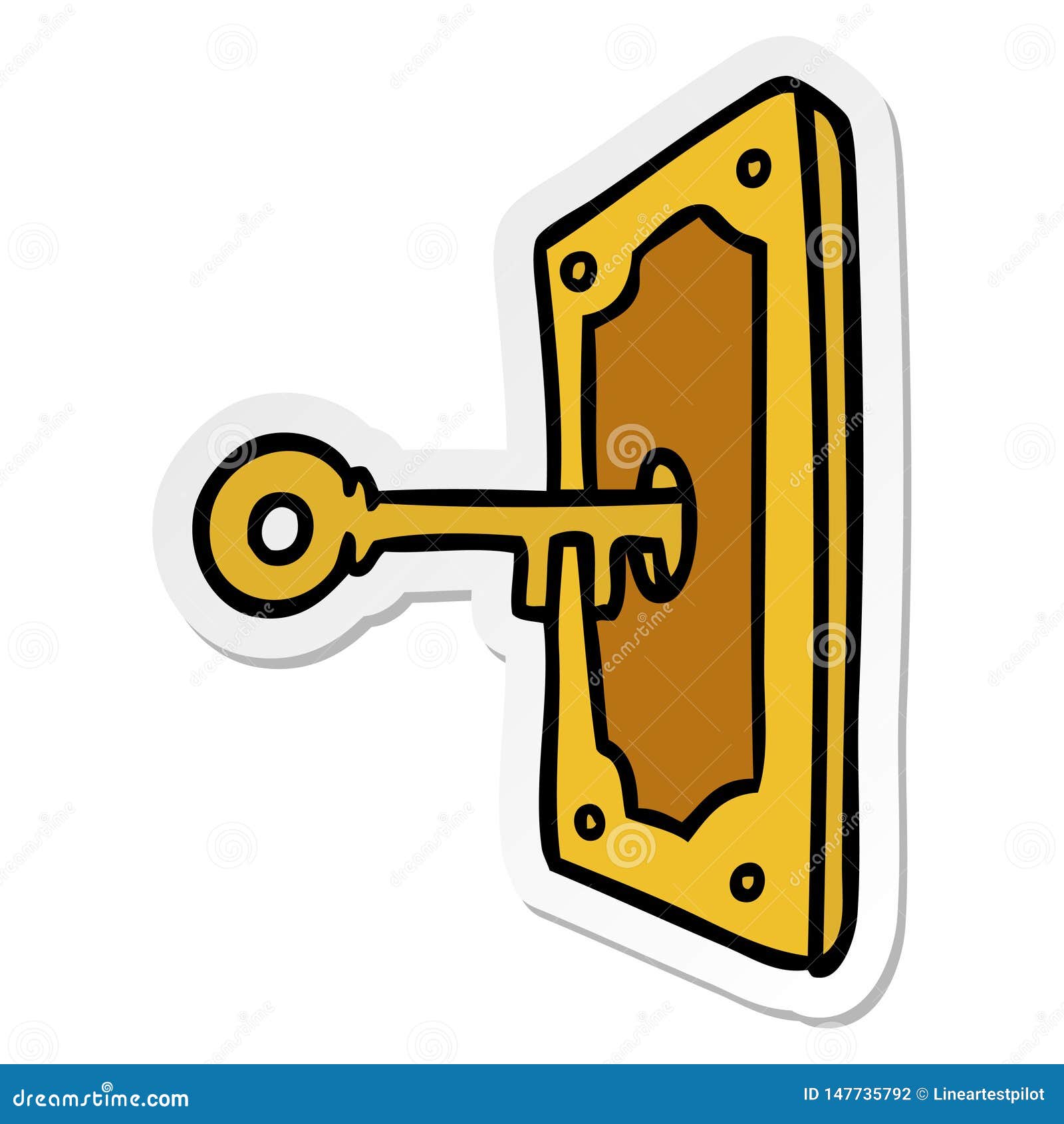 Sticker Cartoon Doodle of a Door Handle Stock Vector - Illustration of ...