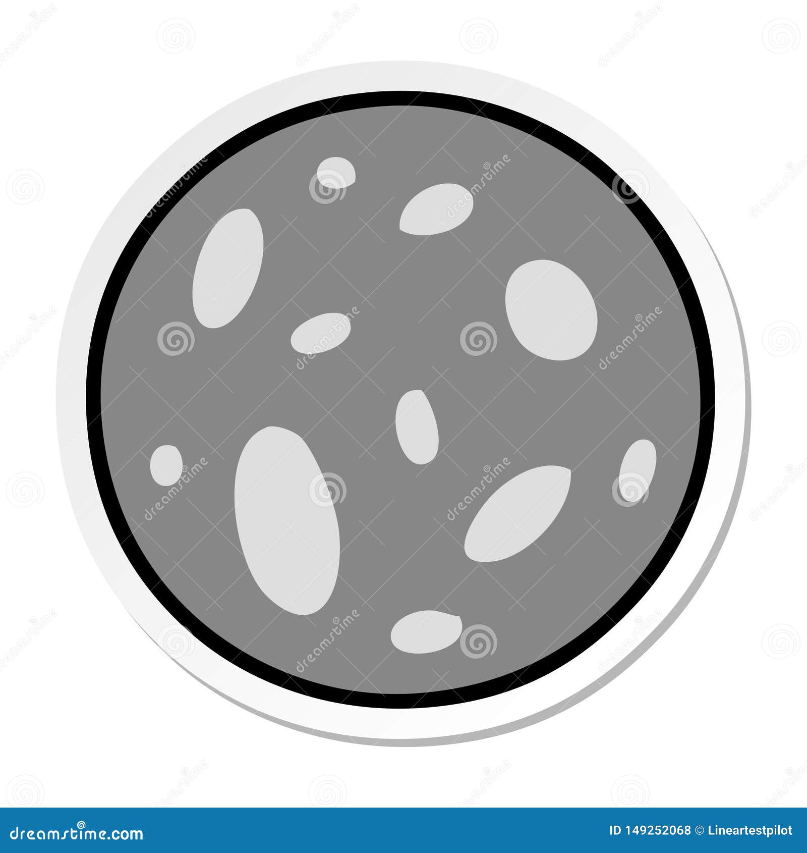 Sticker Cartoon Doodle of a Full Moon Stock Vector - Illustration of ...