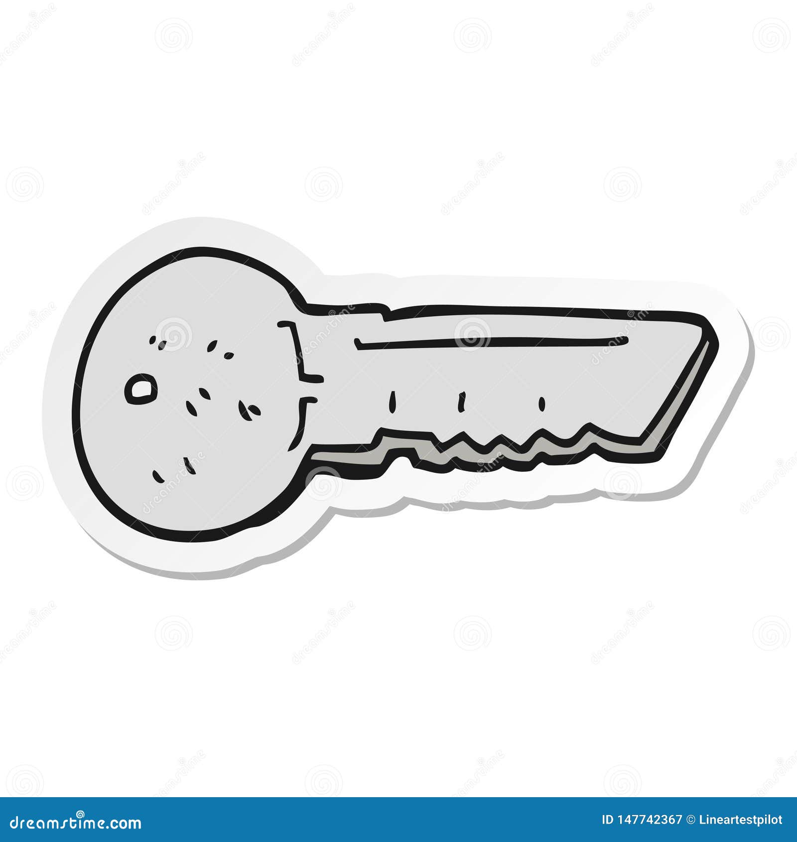 Sticker of a Cartoon Door Key Stock Vector - Illustration of handdrawn ...