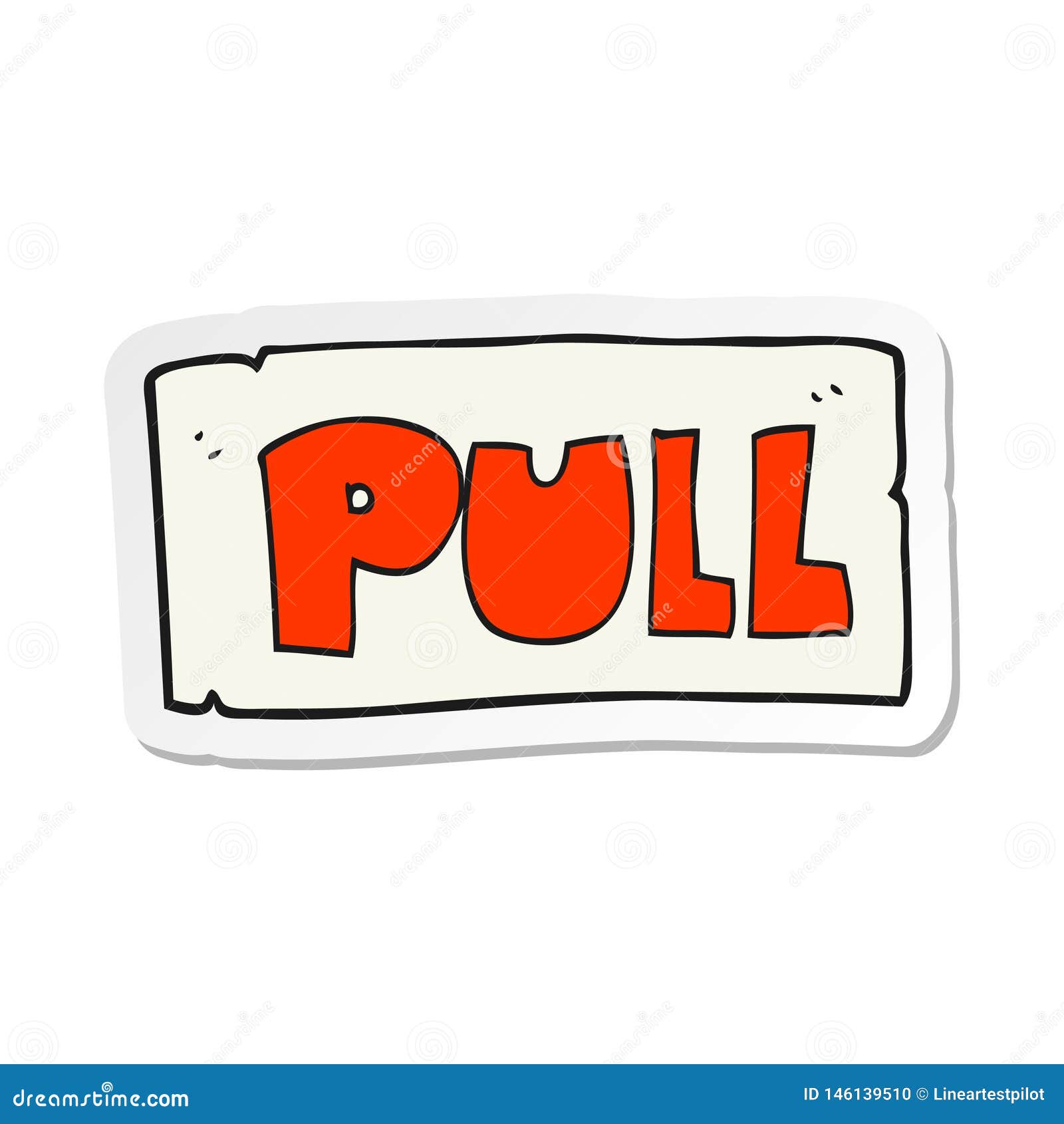 Sticker of a Cartoon Door Pull Sign Stock Vector - Illustration of pull ...