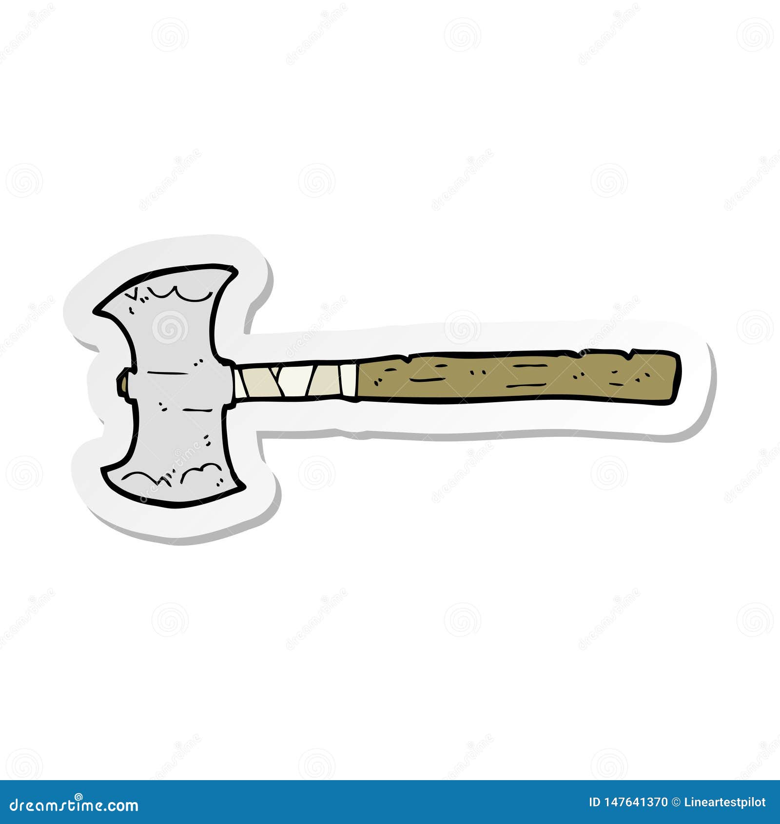 Sticker of a Cartoon Double Sided Axe Stock Vector - Illustration of ...