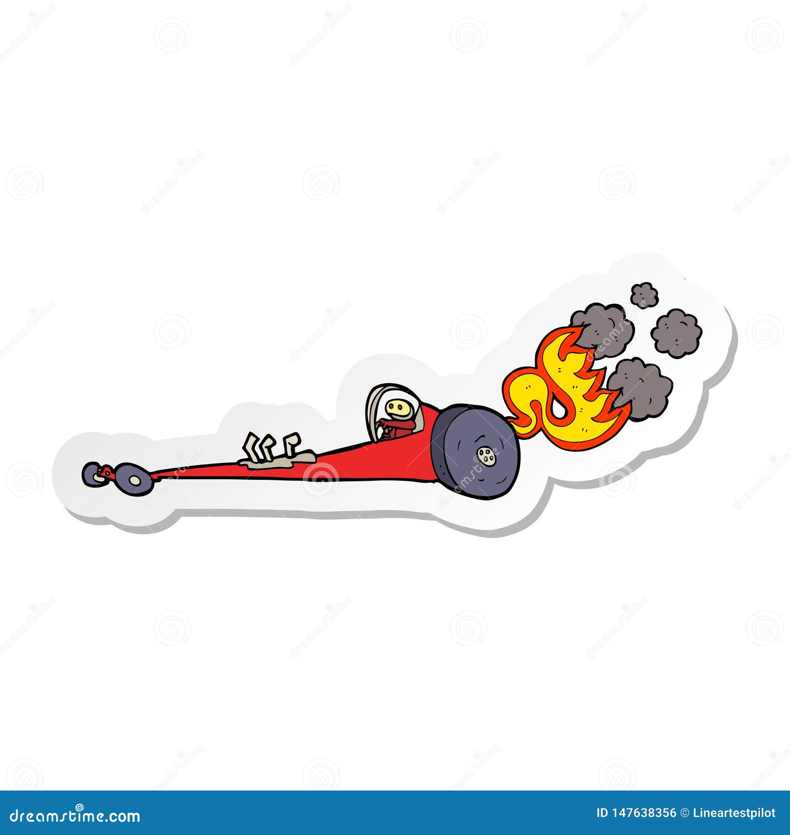Sticker of a Cartoon Drag Racer Stock Vector - Illustration of happy ...