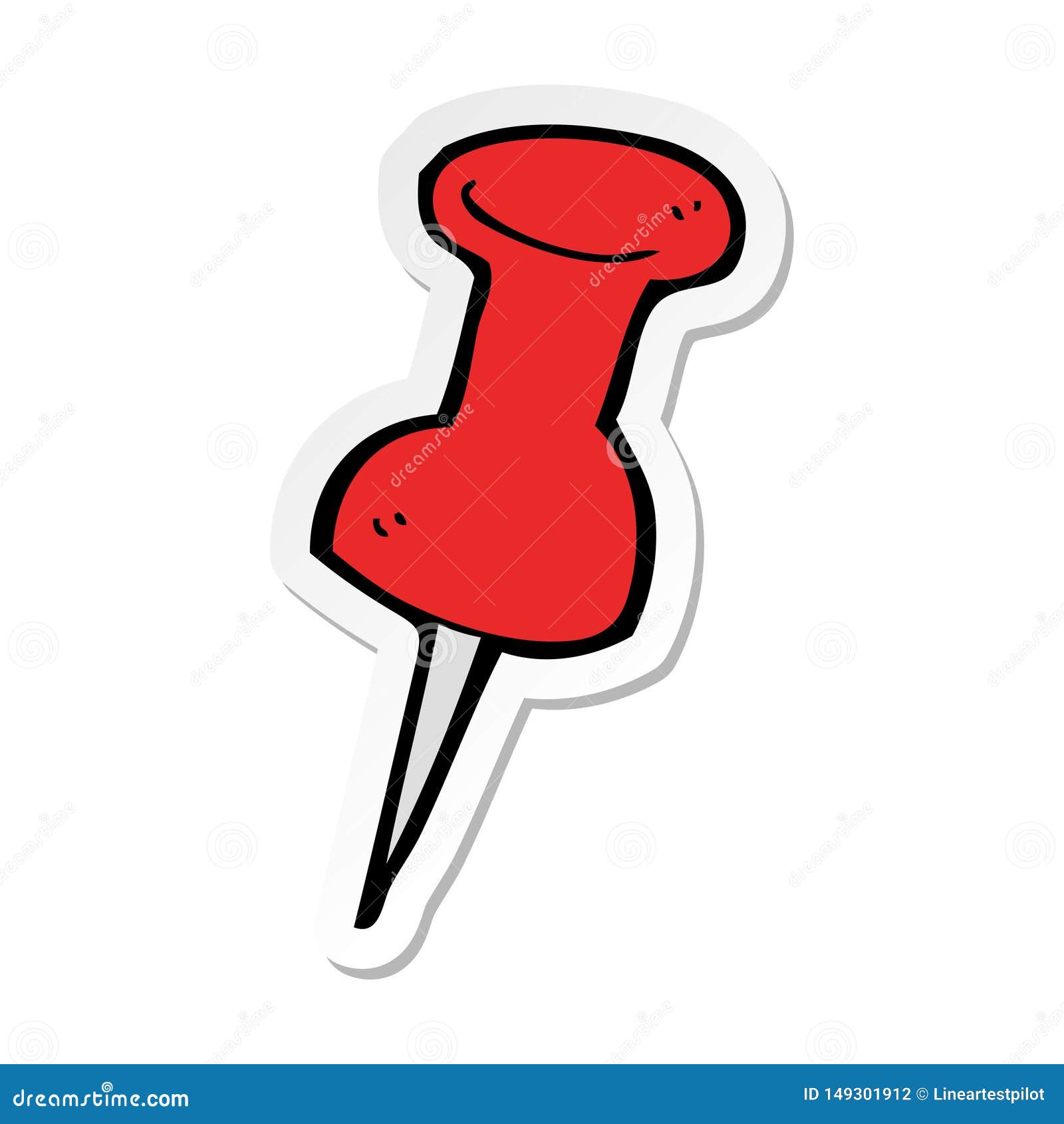 Sticker of a Cartoon Drawing Pin Stock Vector - Illustration of ...