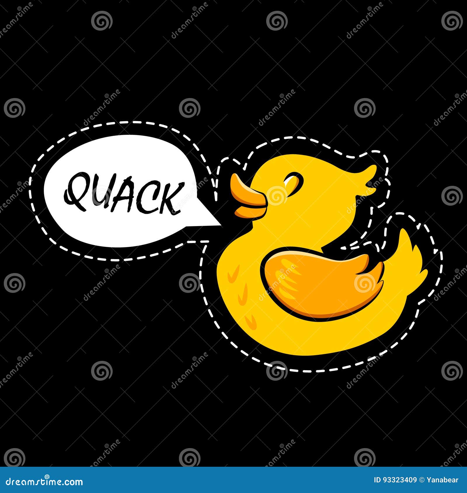 Sticker with Cartoon Duck and Text Cloud. Vector Stock Vector ...
