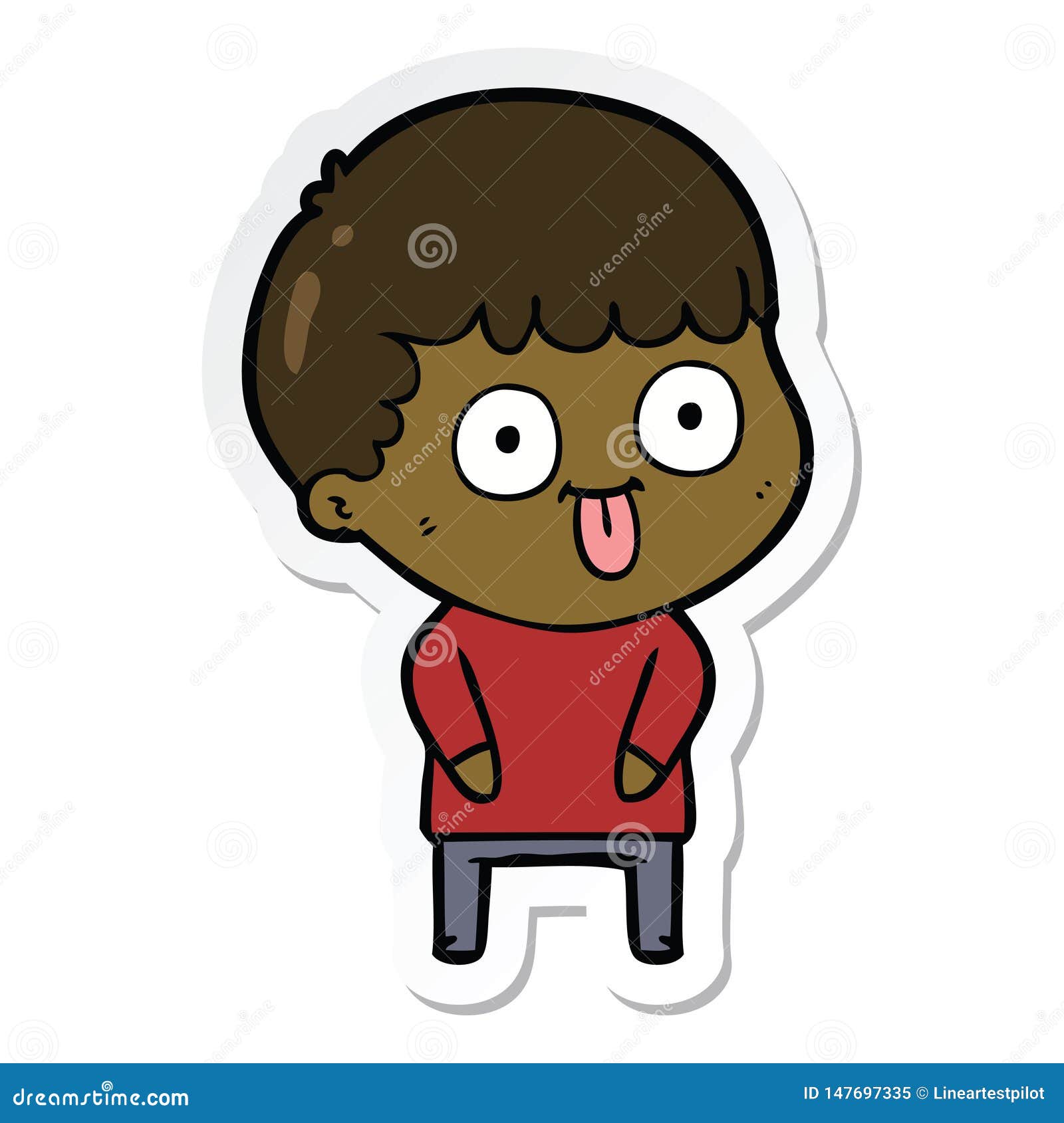 Sticker of a Cartoon Dumb Kid Stock Vector - Illustration of hand ...