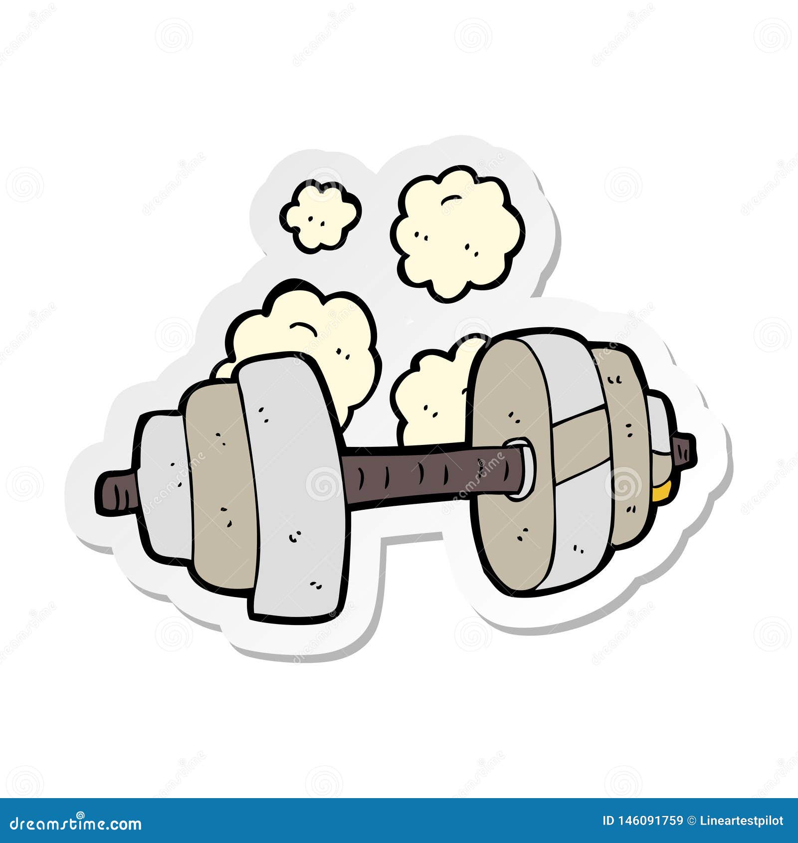 Sticker of a Cartoon Dumbbell Stock Vector - Illustration of retro ...