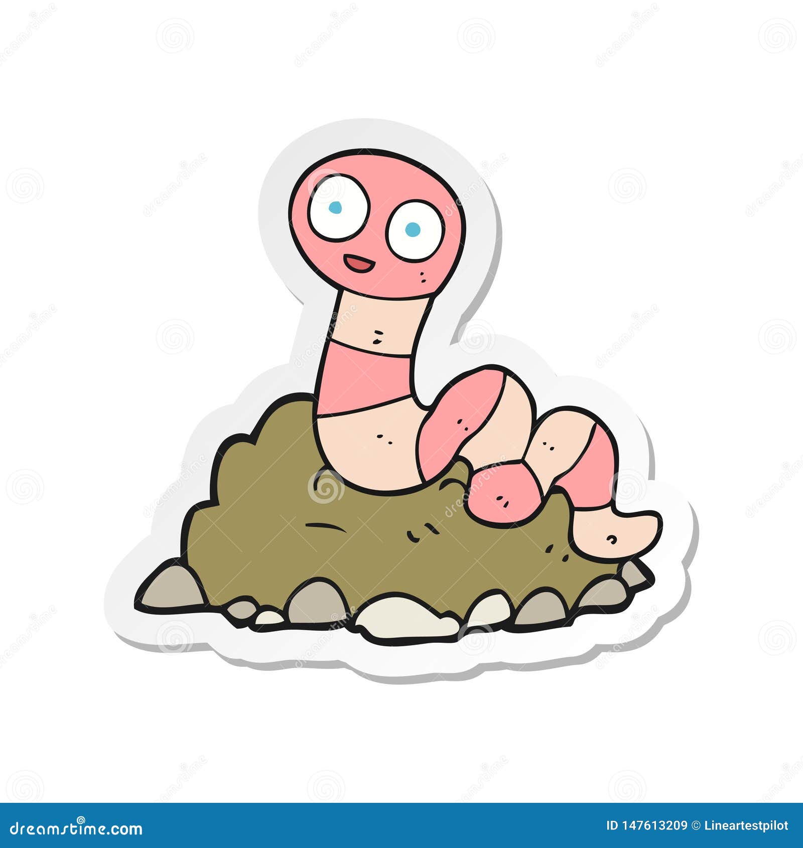 Sticker of a Cartoon Earthworm Stock Vector - Illustration of crazy ...