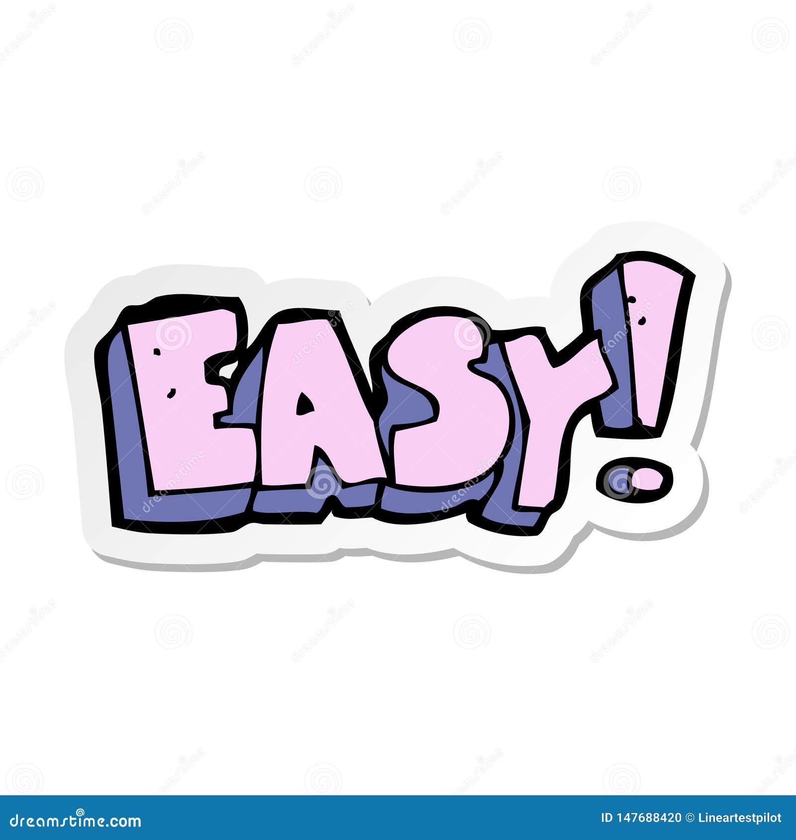 Sticker of a Cartoon Easy Sign Stock Vector - Illustration of drawn ...
