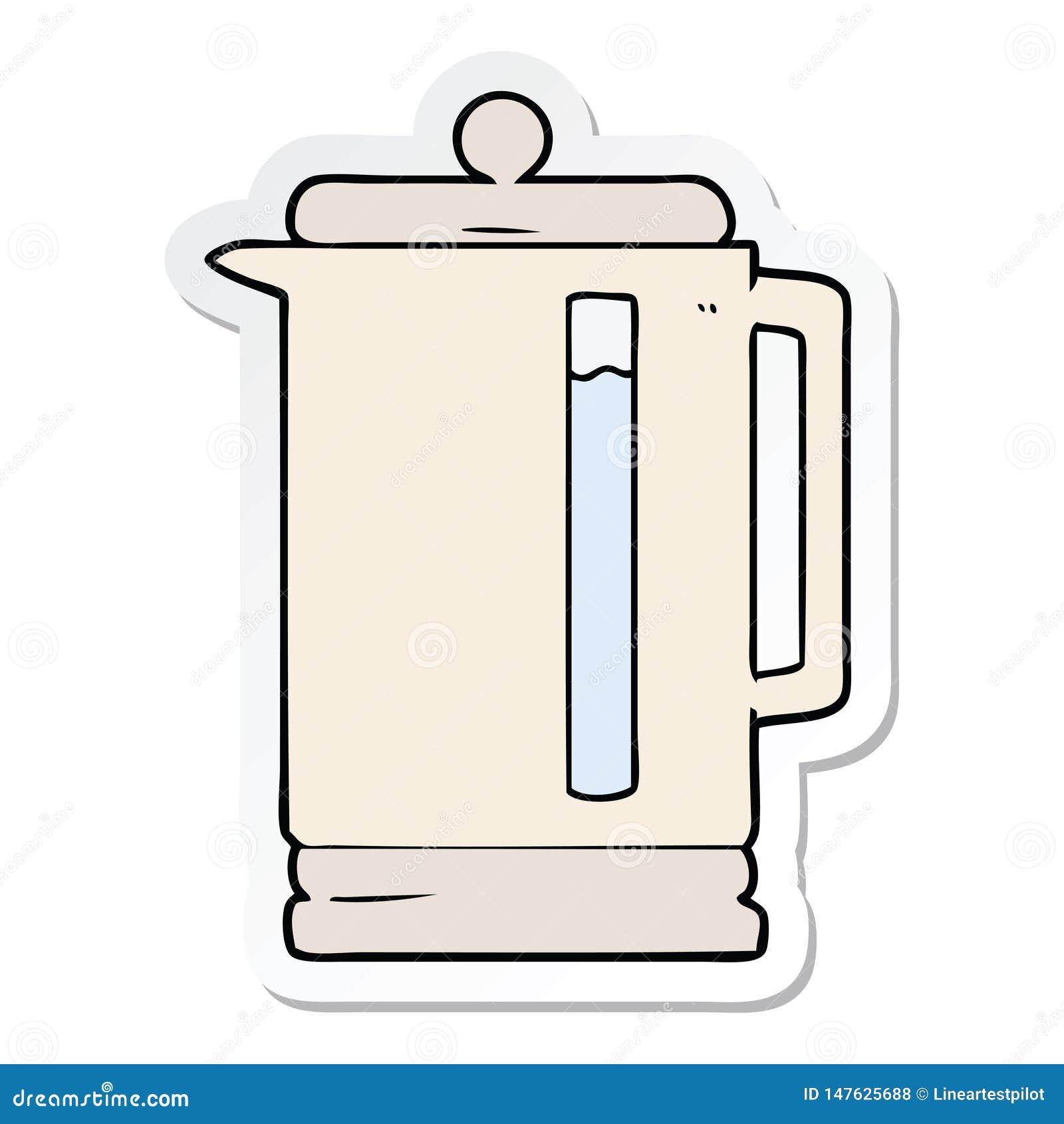 Sticker of a Cartoon Electric Kettle Stock Vector - Illustration of ...