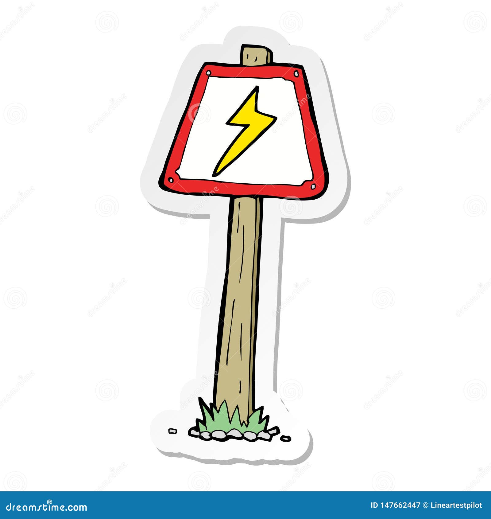 Sticker of a Cartoon Electrical Warning Sign Stock Vector ...