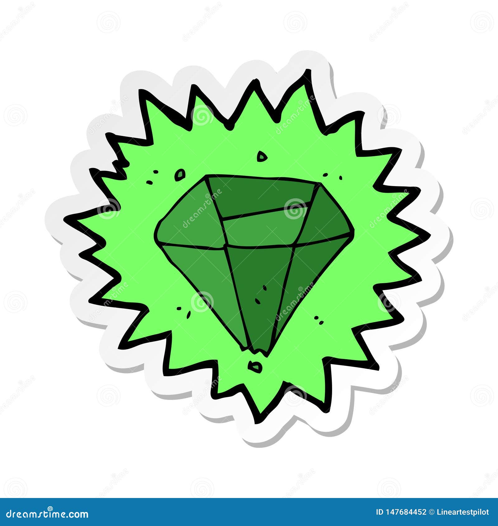 Sticker of a Cartoon Emerald Stock Vector - Illustration of drawing ...