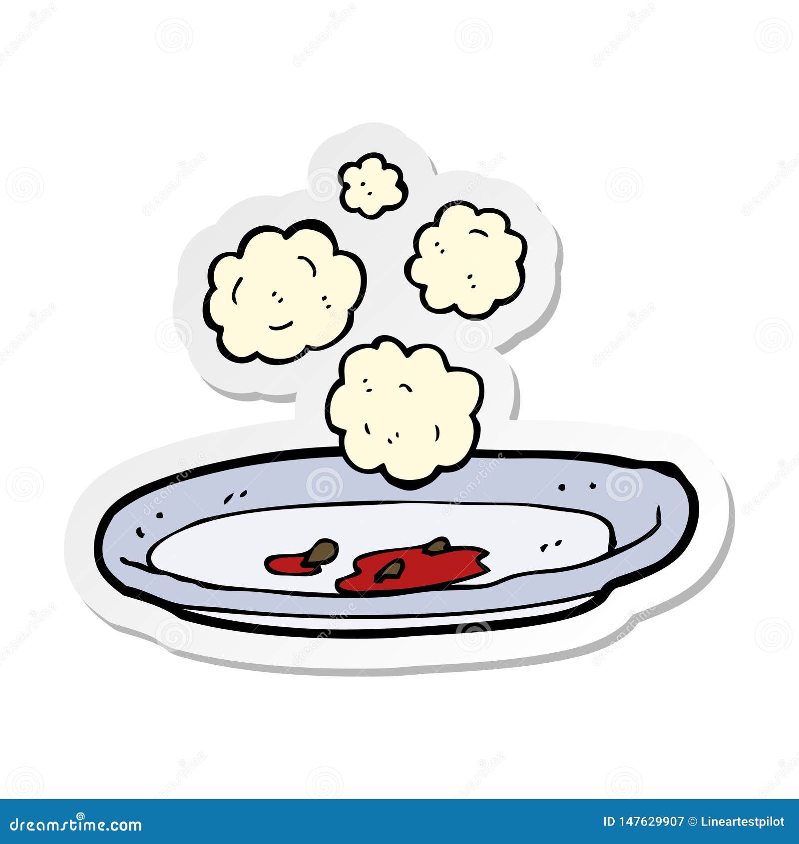 Sticker of a Cartoon Empty Plate Stock Vector - Illustration of doodle ...