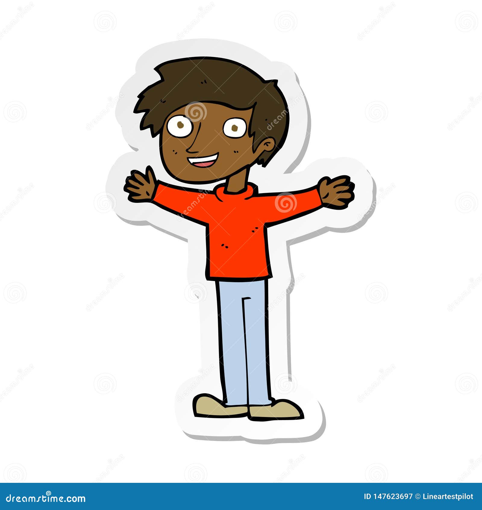 Sticker of a Cartoon Enthusiastic Man Stock Vector - Illustration of ...
