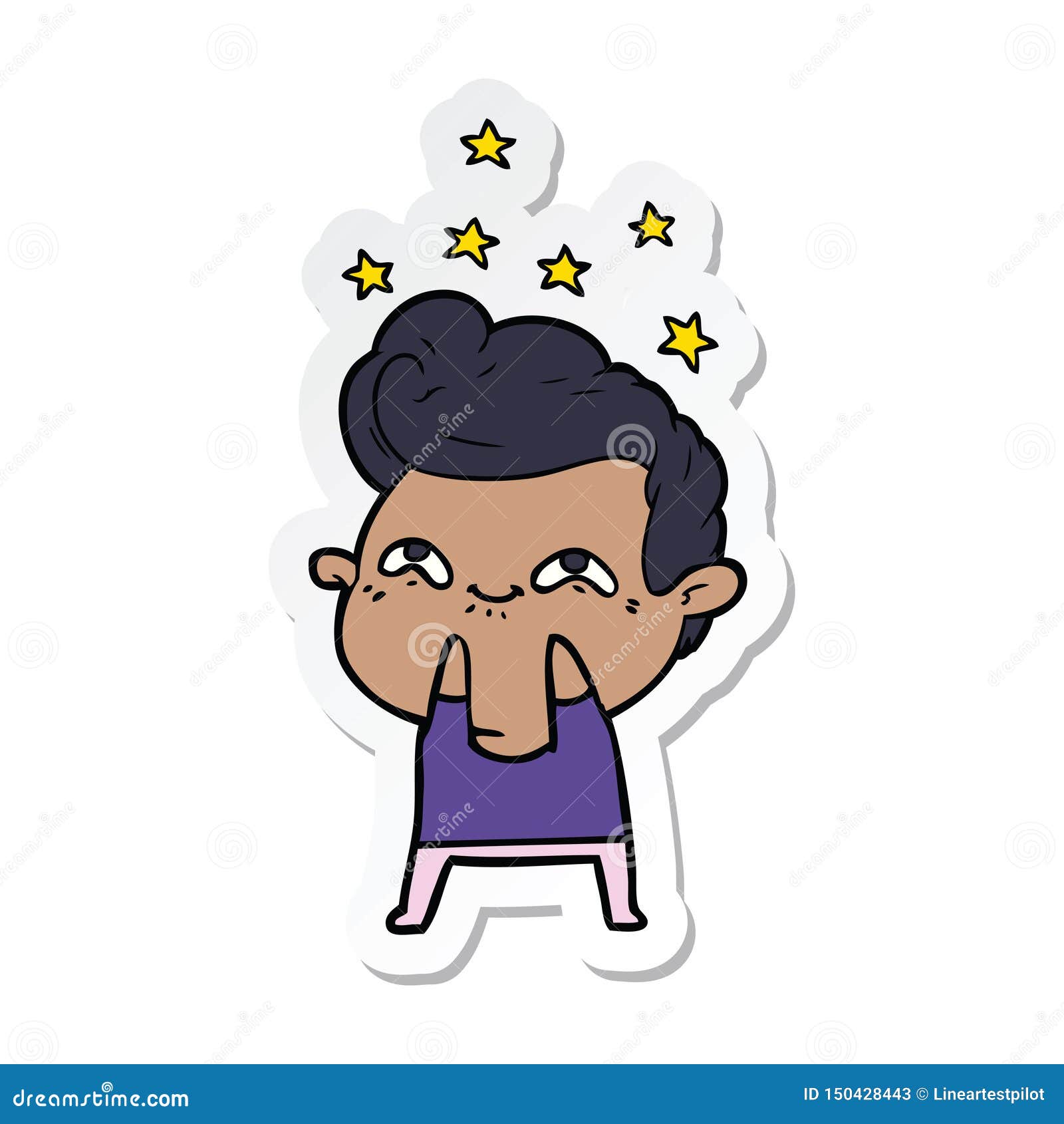 Sticker of a Cartoon Excited Man Stock Vector - Illustration of funny ...