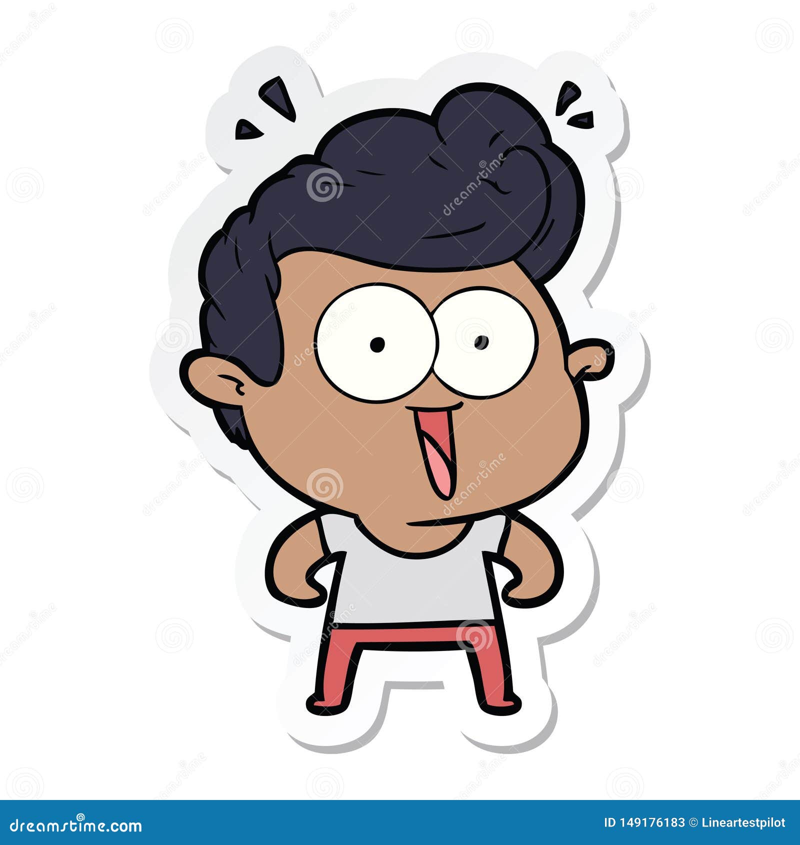Sticker of a Cartoon Excited Man Stock Vector - Illustration of happy ...