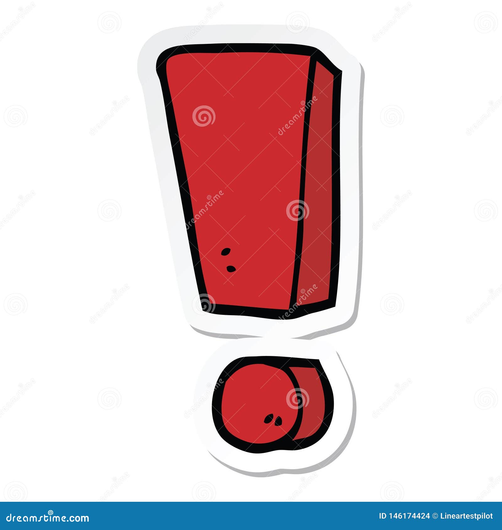 Sticker of a Cartoon Exclamation Mark Stock Vector - Illustration of ...