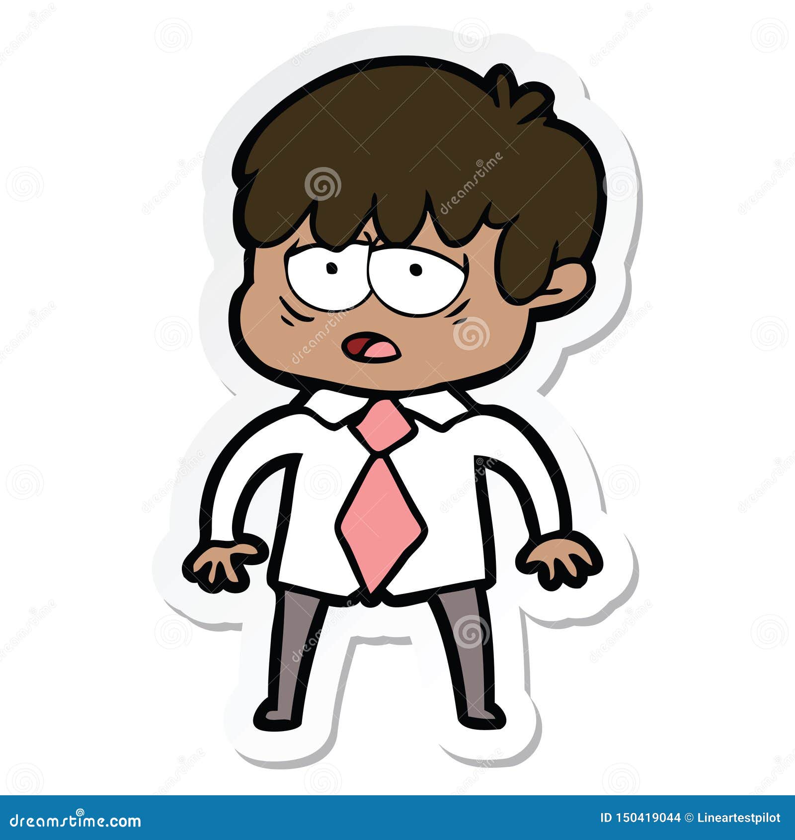 Sticker of a Cartoon Exhausted Boy Stock Vector - Illustration of ...