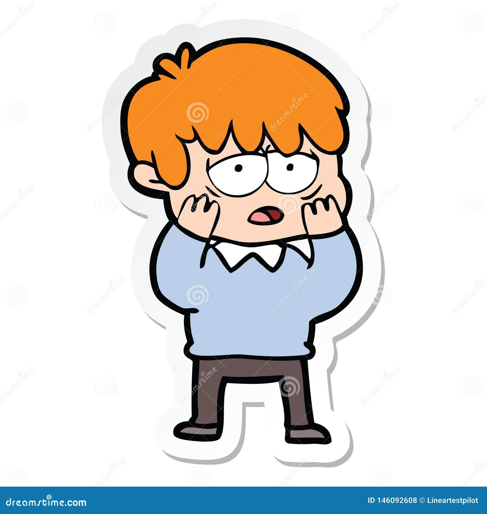 Sticker of a Cartoon Exhausted Boy Stock Vector - Illustration of ...