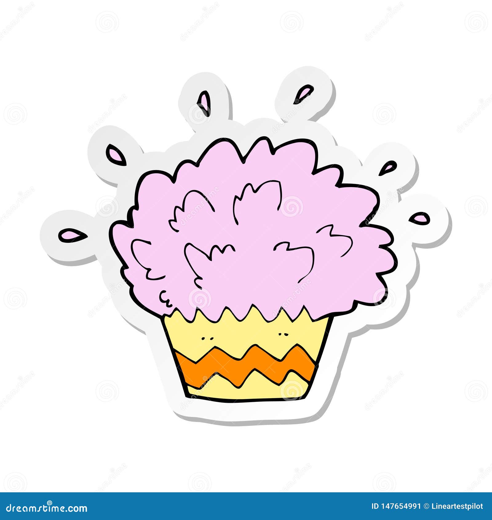 Sticker of a Cartoon Exploding Cupcake Stock Vector - Illustration of ...